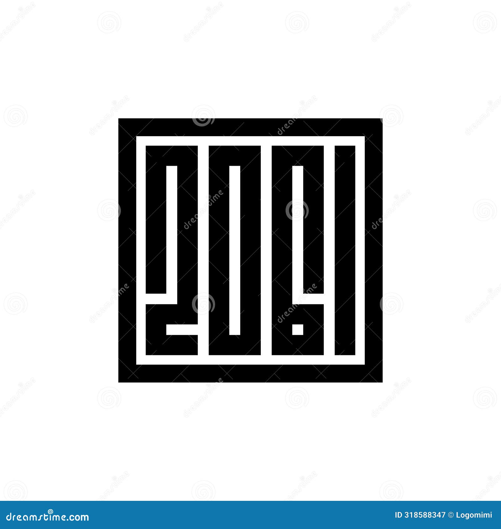 2061 Happy New Year Logo Text Design, Geometric Square Shape Typography ...