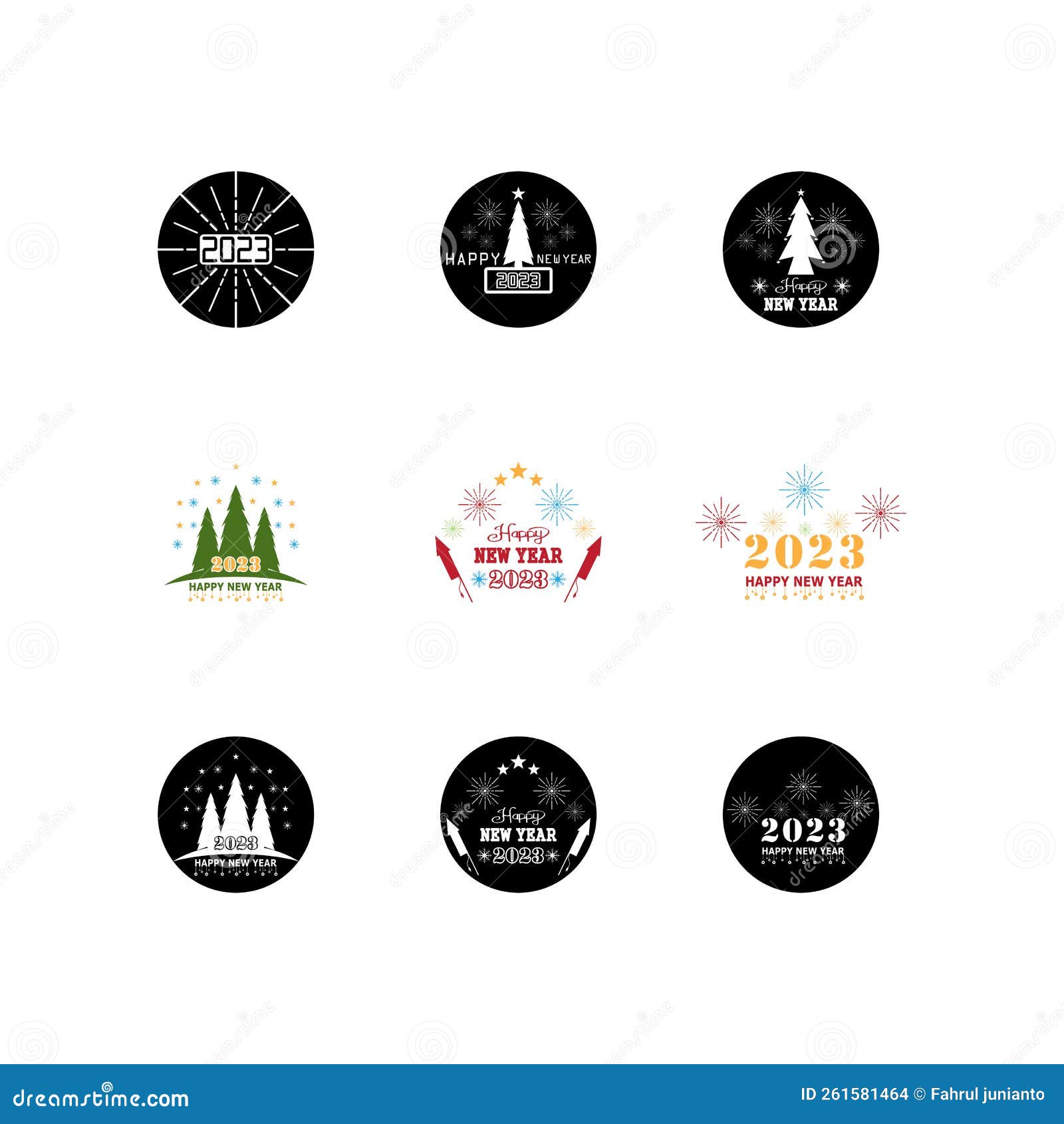Happy New Year Logo Vector Illustration Stock Illustration ...