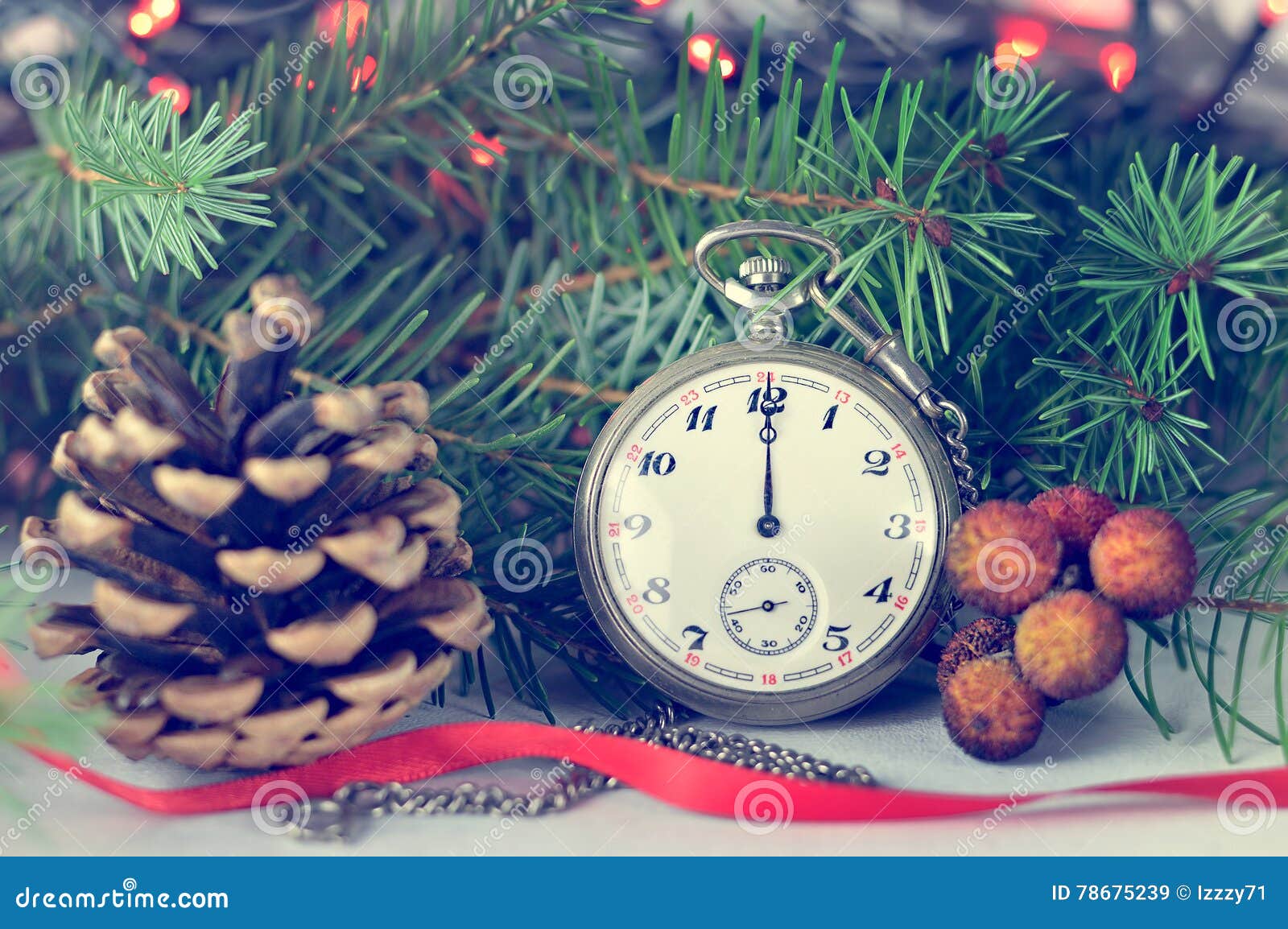 Happy New Year: Midnight Clock Stock Image - Image of tree, twelve ...
