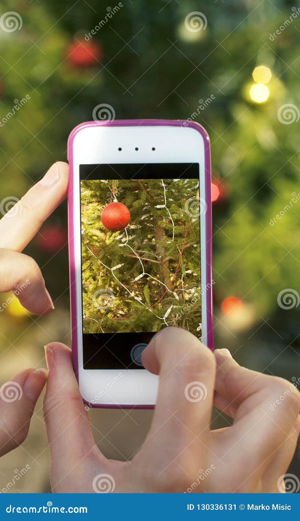 Happy New Year Mobile Phone Christmas Tree Stock Image - Image of ...