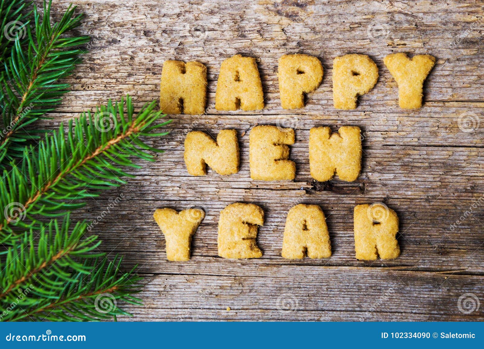 Happy New Year Note Written with Cookies Stock Photo - Image of ...