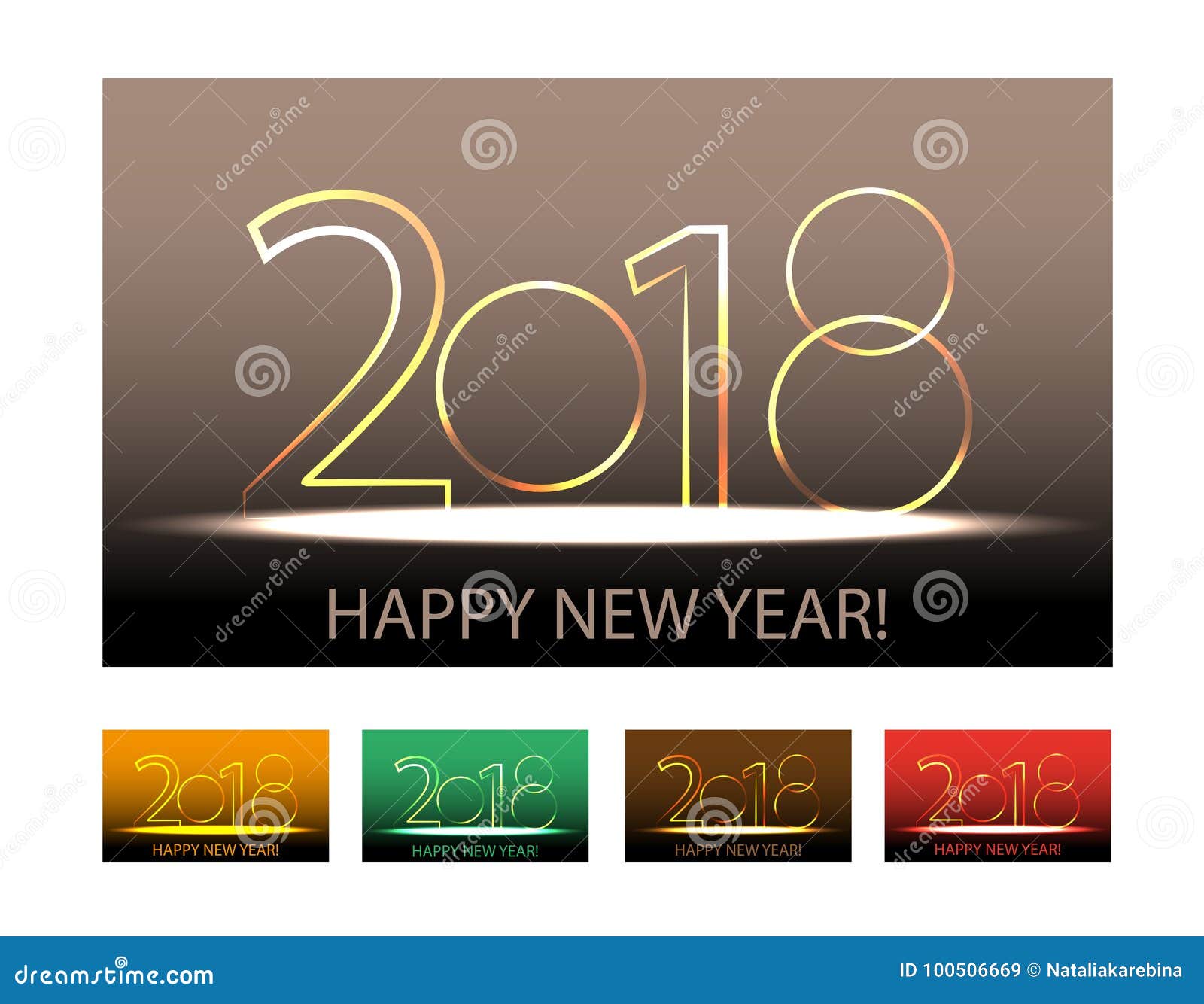 Happy New Year 2018 Numbers. Set Design Elements Stock Vector ...
