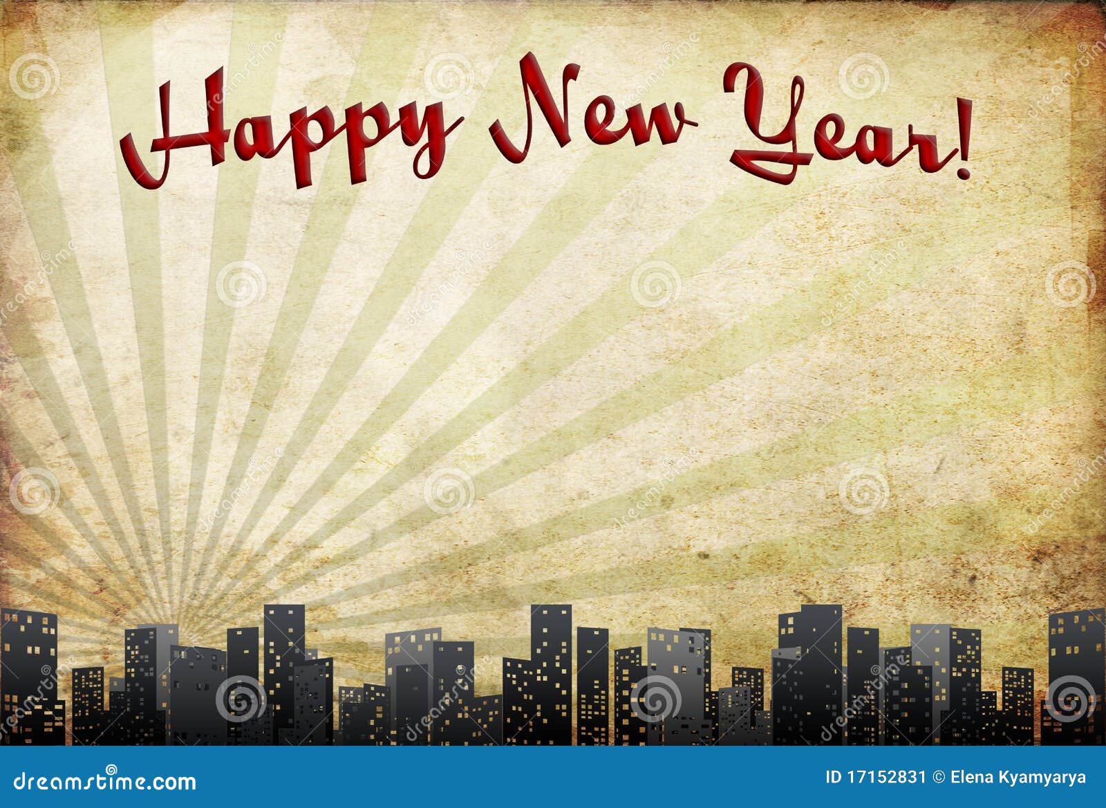 Happy New Year in Old Framework Stock Illustration - Illustration of ...