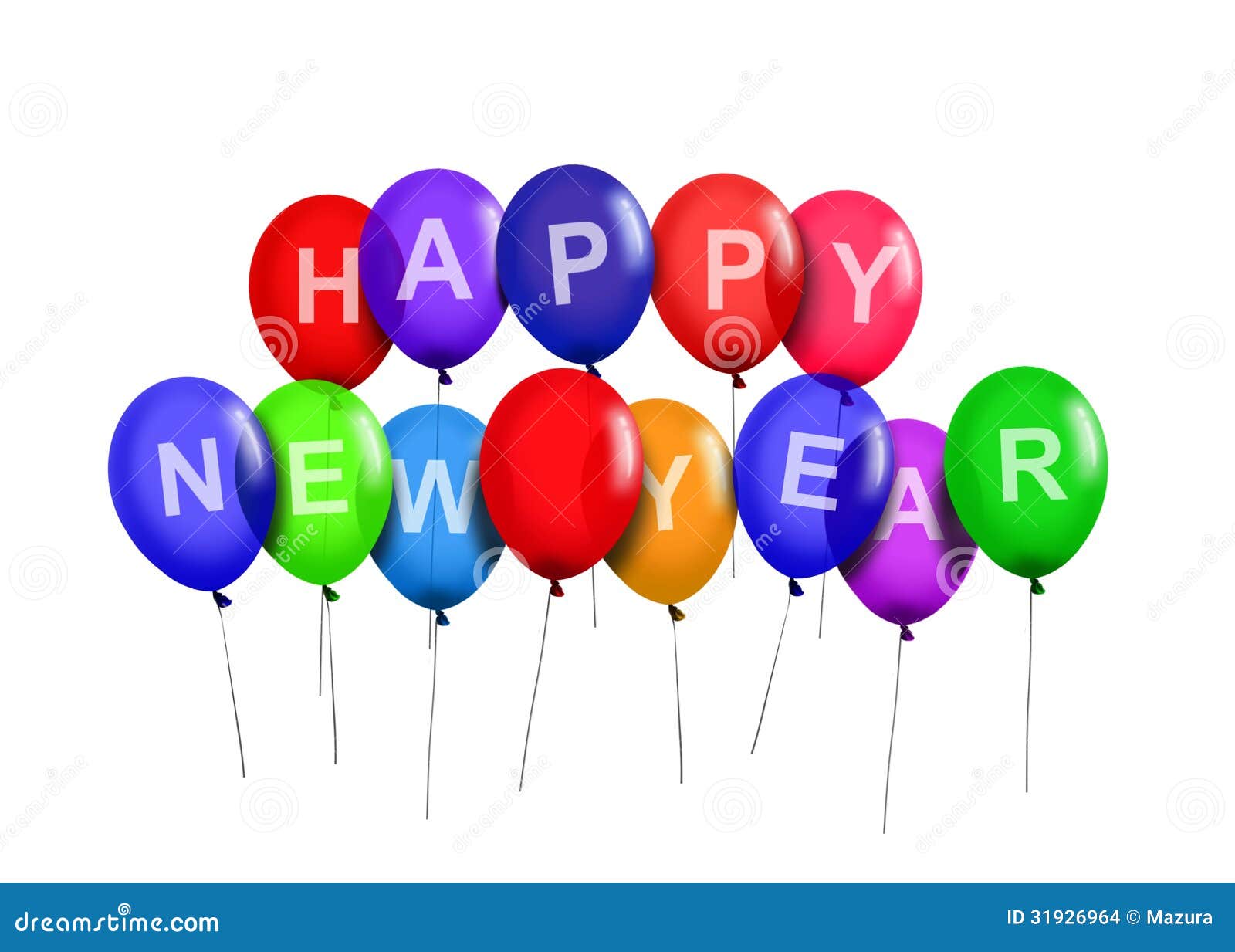 Happy New Year Party Balloons Stock Illustration - Illustration of sale ...