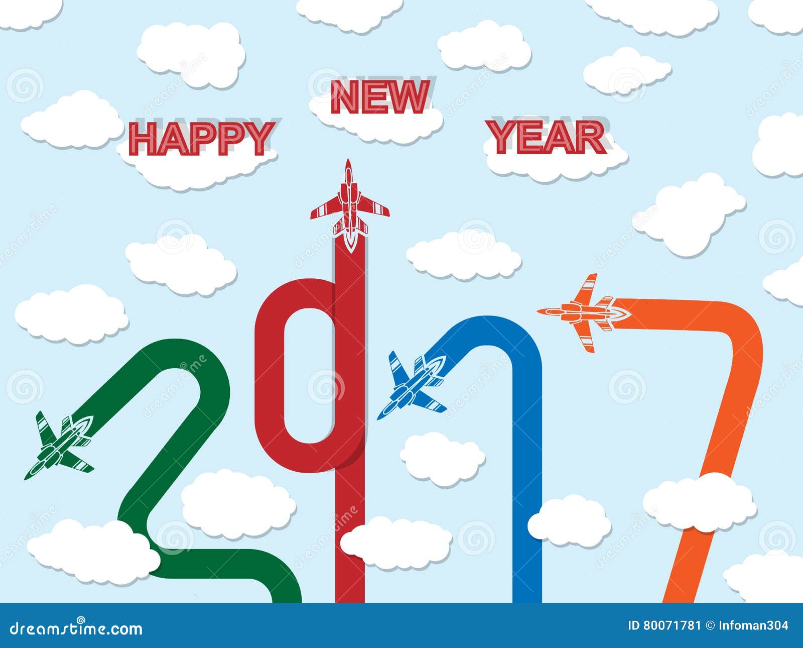 2017 HAPPY NEW YEAR PLANE stock illustration. Illustration of modern ...