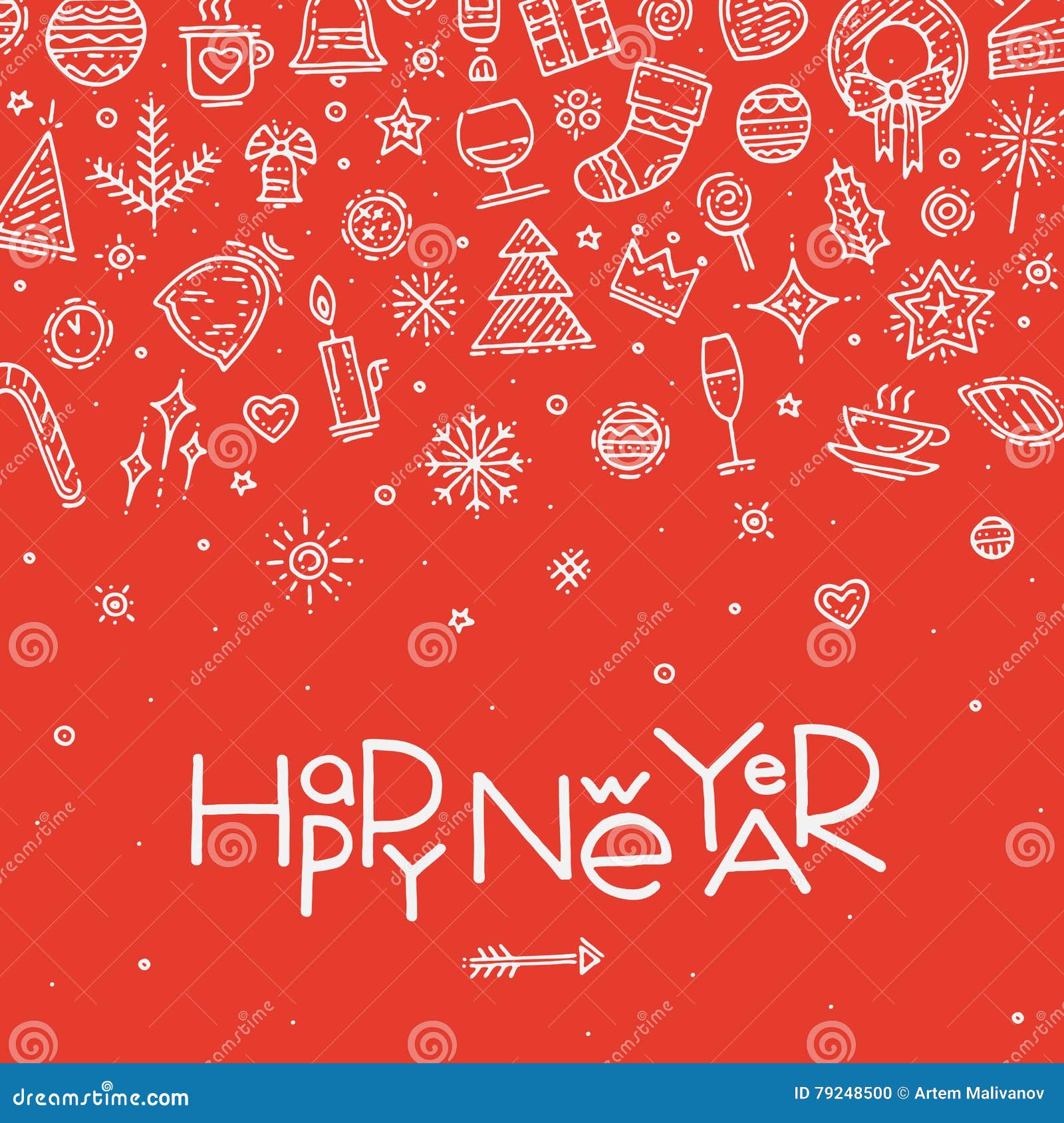 Happy New Year Postcard Vector Illustration Stock Vector - Illustration ...