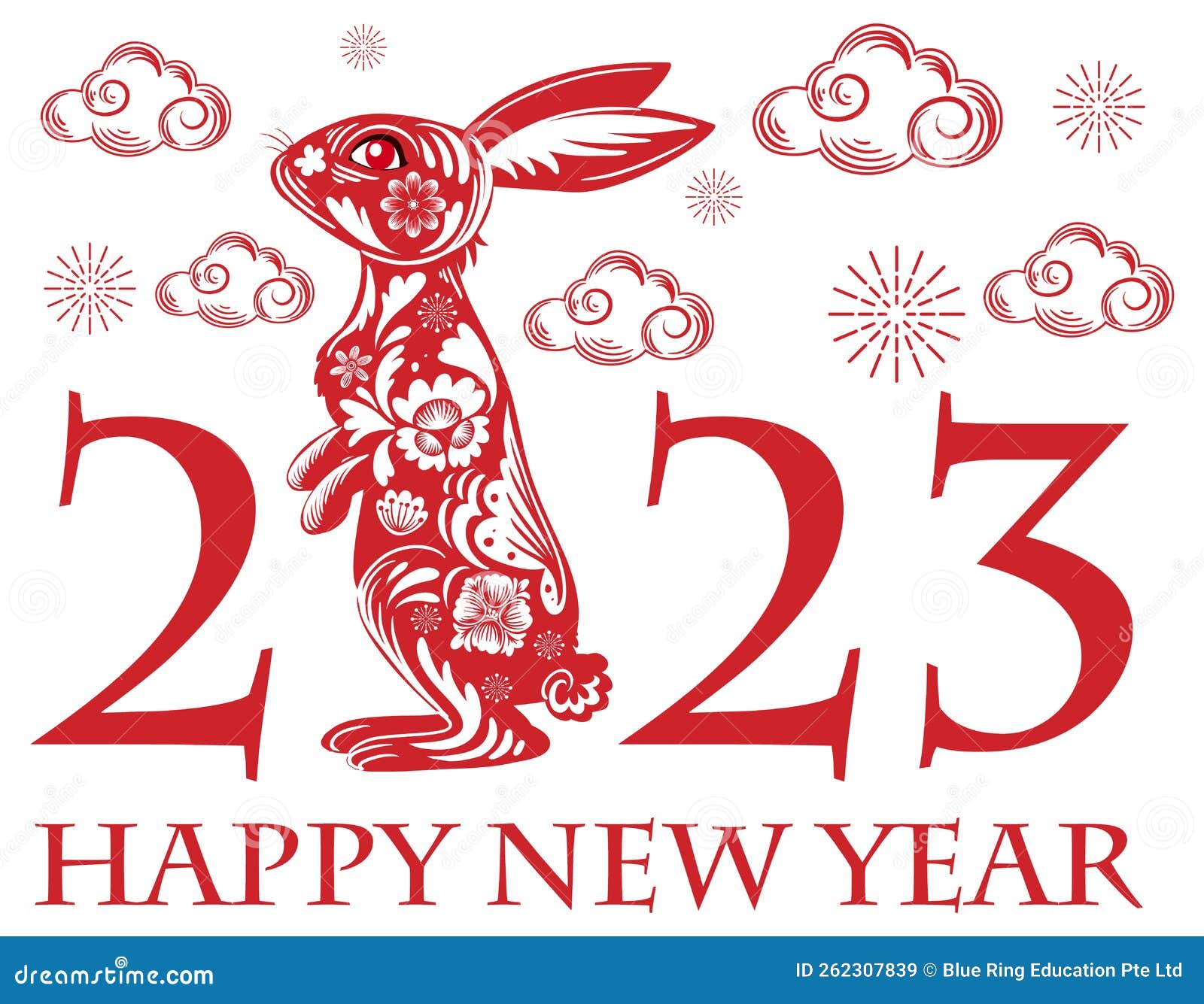 Happy New Year 2023 Year of the Rabbit Banner Stock Vector ...