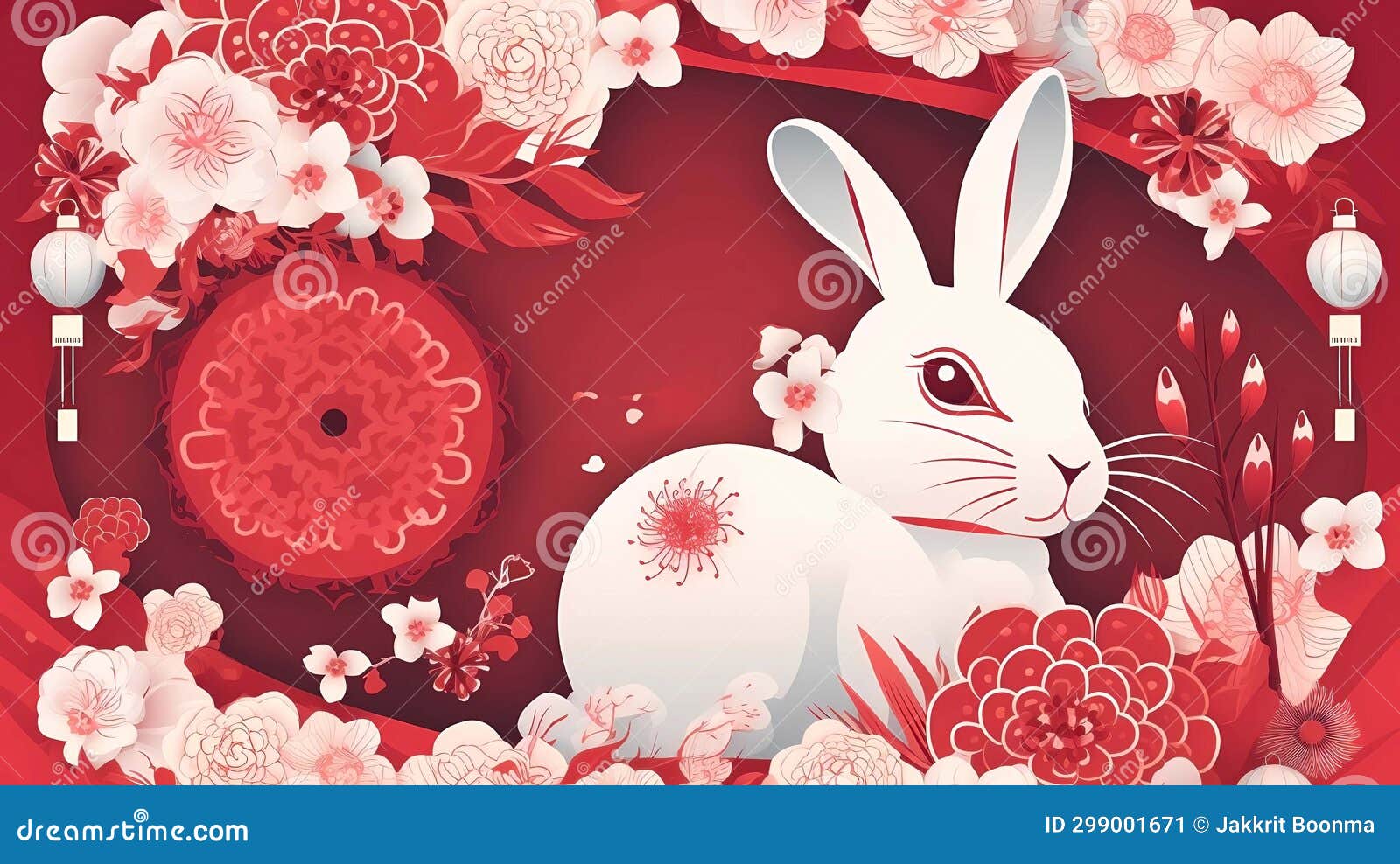 Happy New Year of the Rabbit, Generative AI Illustrations Stock ...