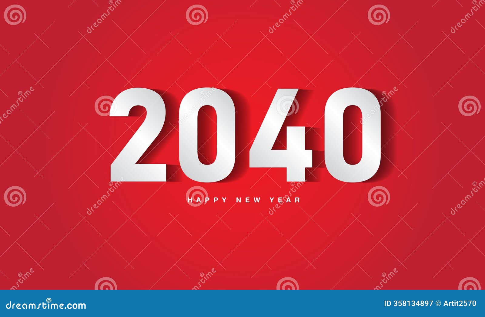 2040 Happy New Year On Red Background, 2040 Text Design, Vector ...