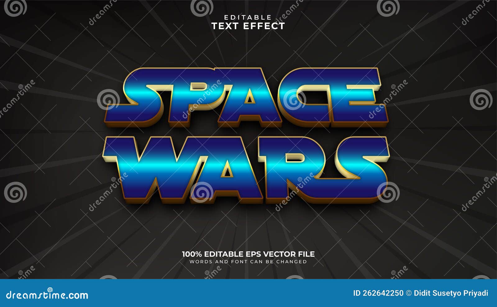 Space Wars Text Effect, Editable Text Effect Stock Vector - Illustration of planet, modern ...
