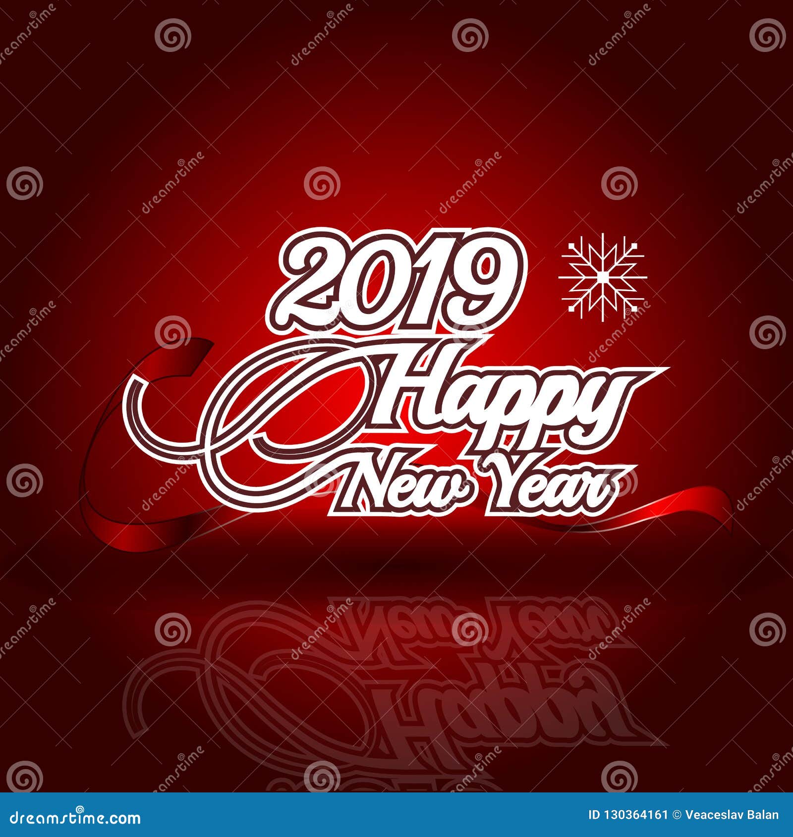 2019 Happy New Year on Red Reflection Background Stock Vector ...
