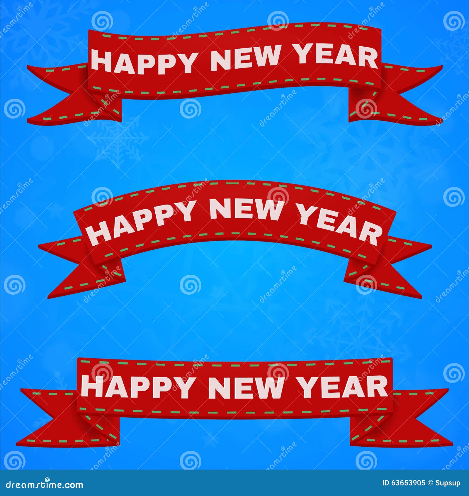 Happy New Year ribbons stock vector. Illustration of offer - 63653905