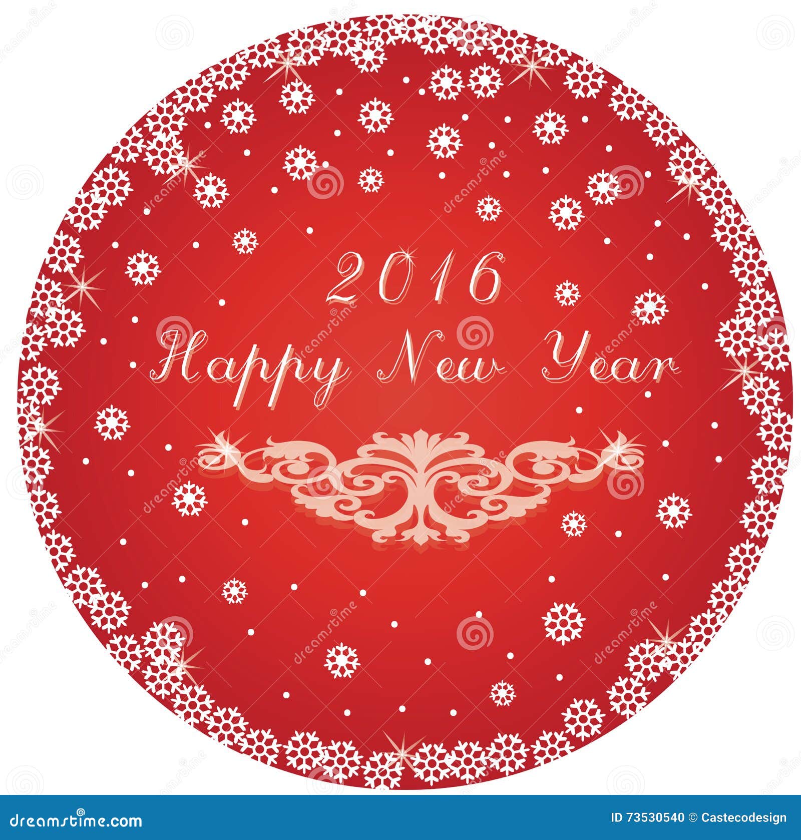 Happy New Year Round Circle Red Card Stock Illustration - Illustration ...
