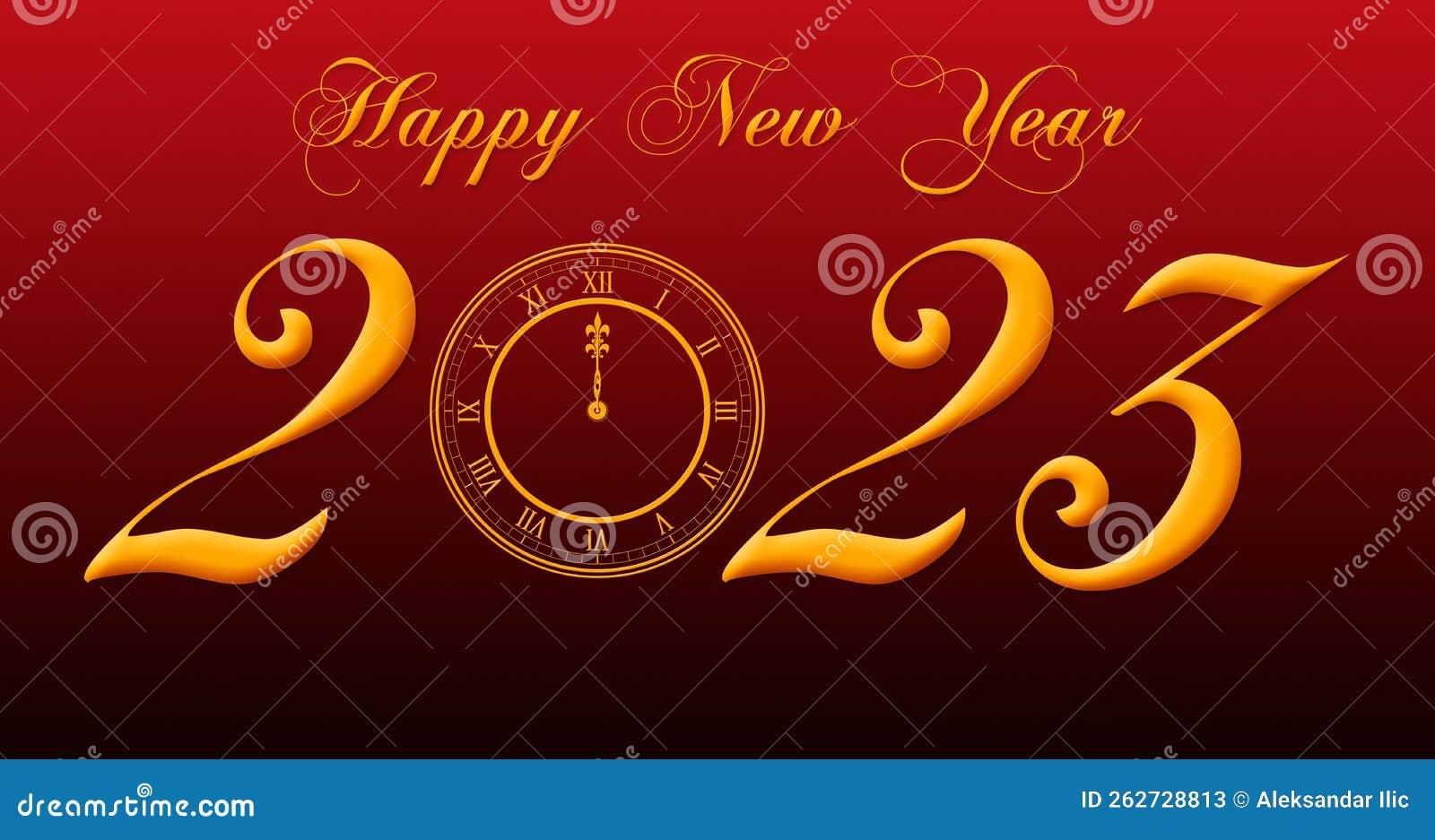 Happy New Year 2023 with Round Clock Striking Twelve Web Banner ...