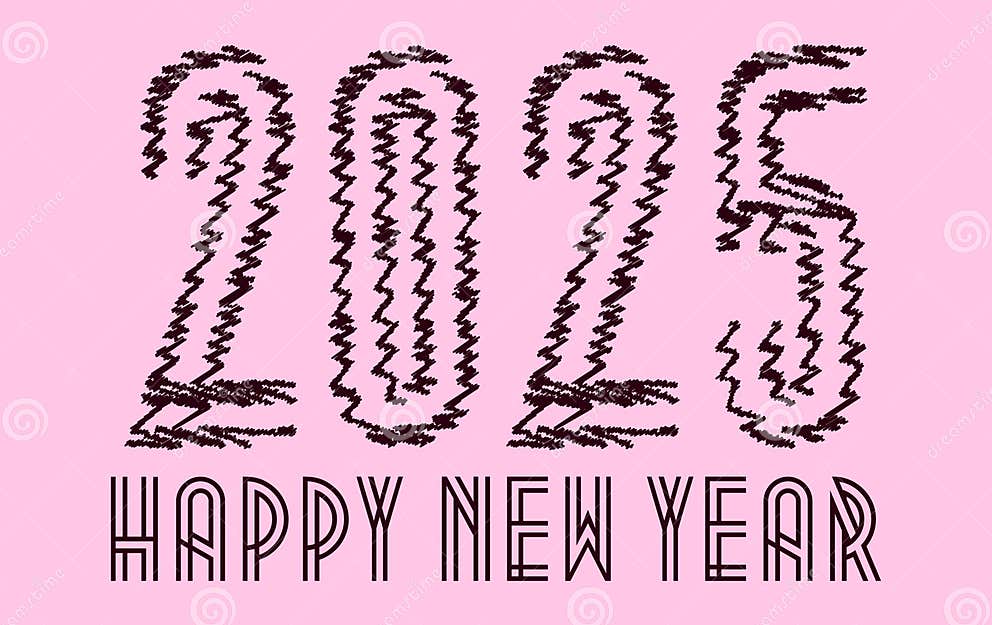 2025 Happy New Year Scribble Abstract Elegant Design Stock Vector ...