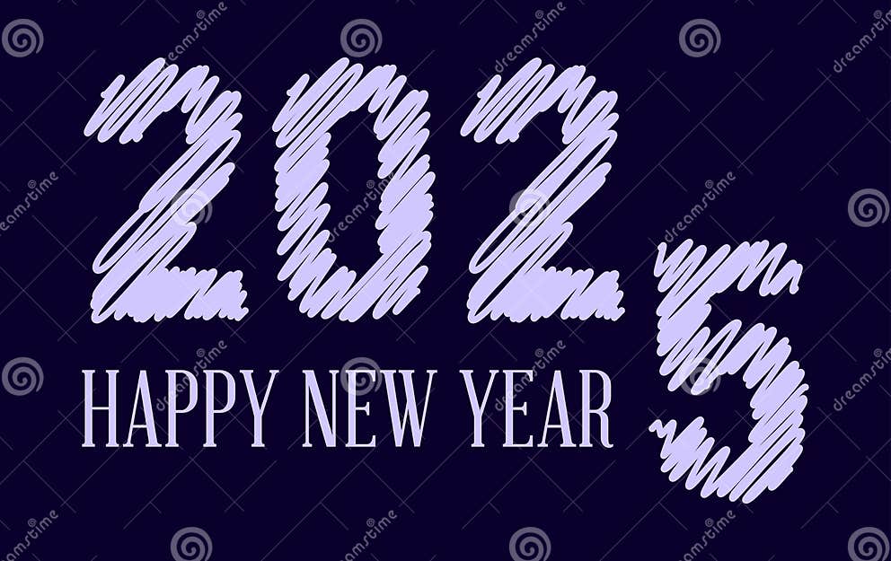 Happy New Year 2025 Scribble Blue Abstract Elegant Design Stock Vector ...