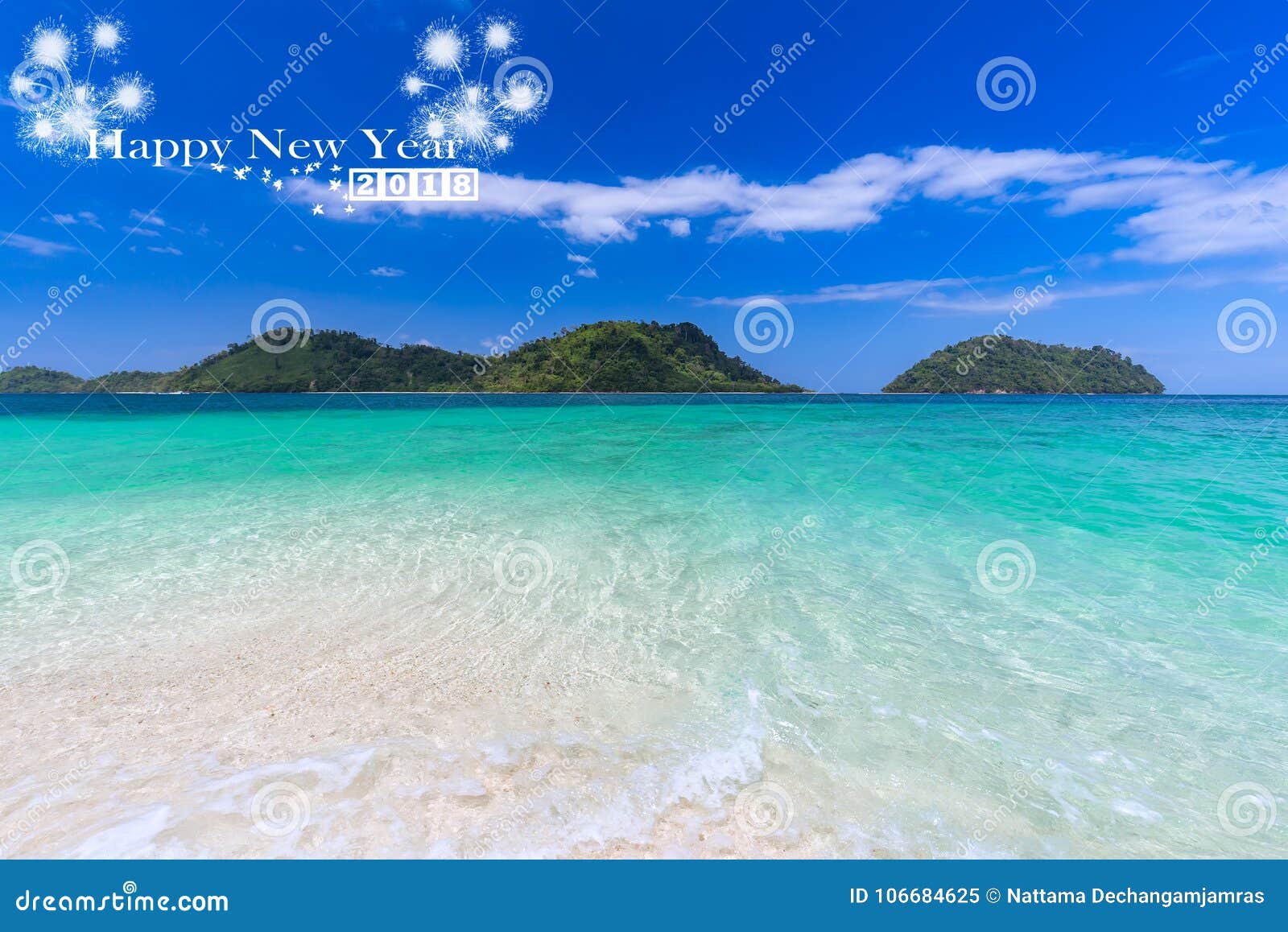 Happy New Year 2018 and Sea Background Stock Image - Image of ocean ...