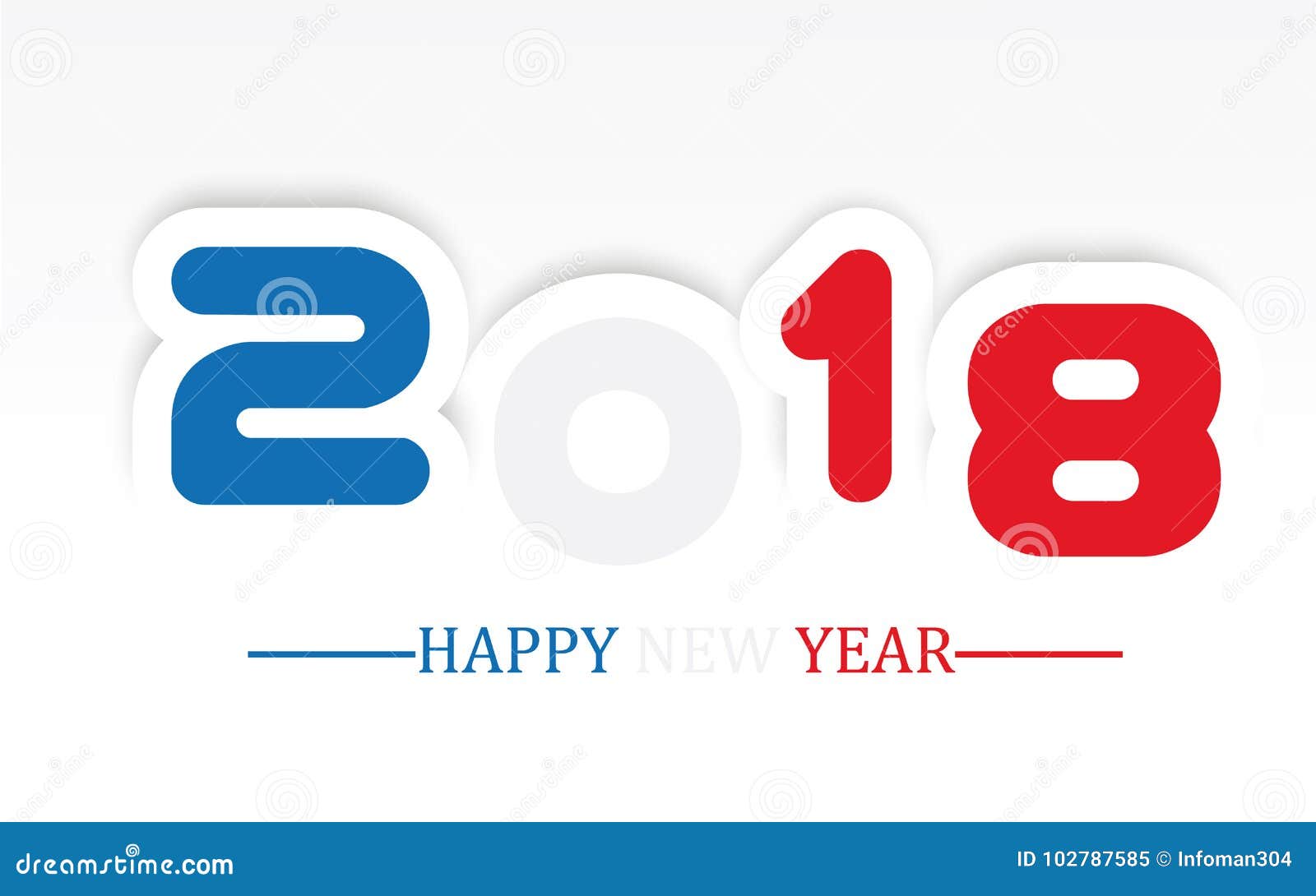 2018 Happy New Year Simple Writing with Shading Stock Illustration ...