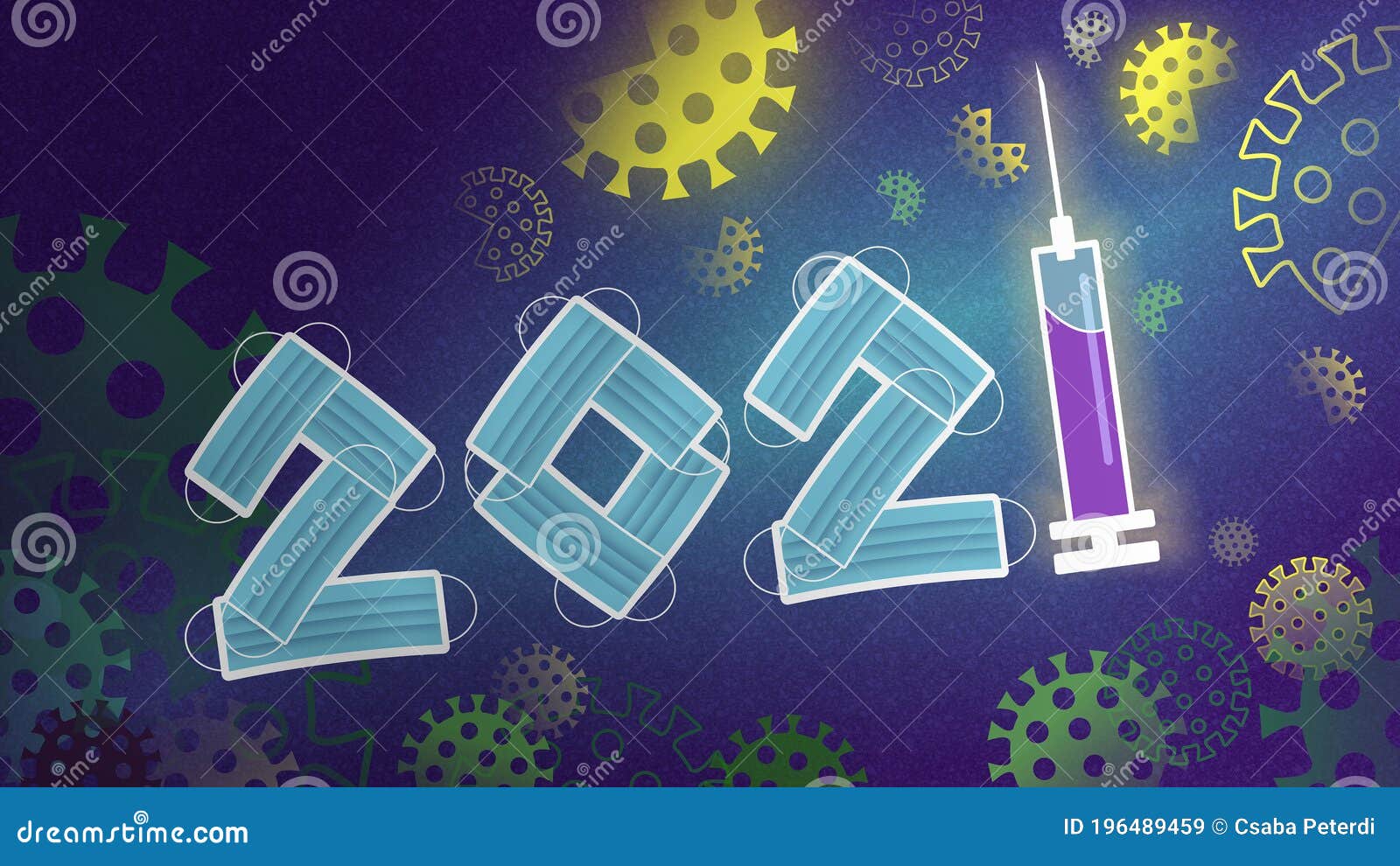 2021, Happy New Year, the Year of Solution Stock Illustration ...