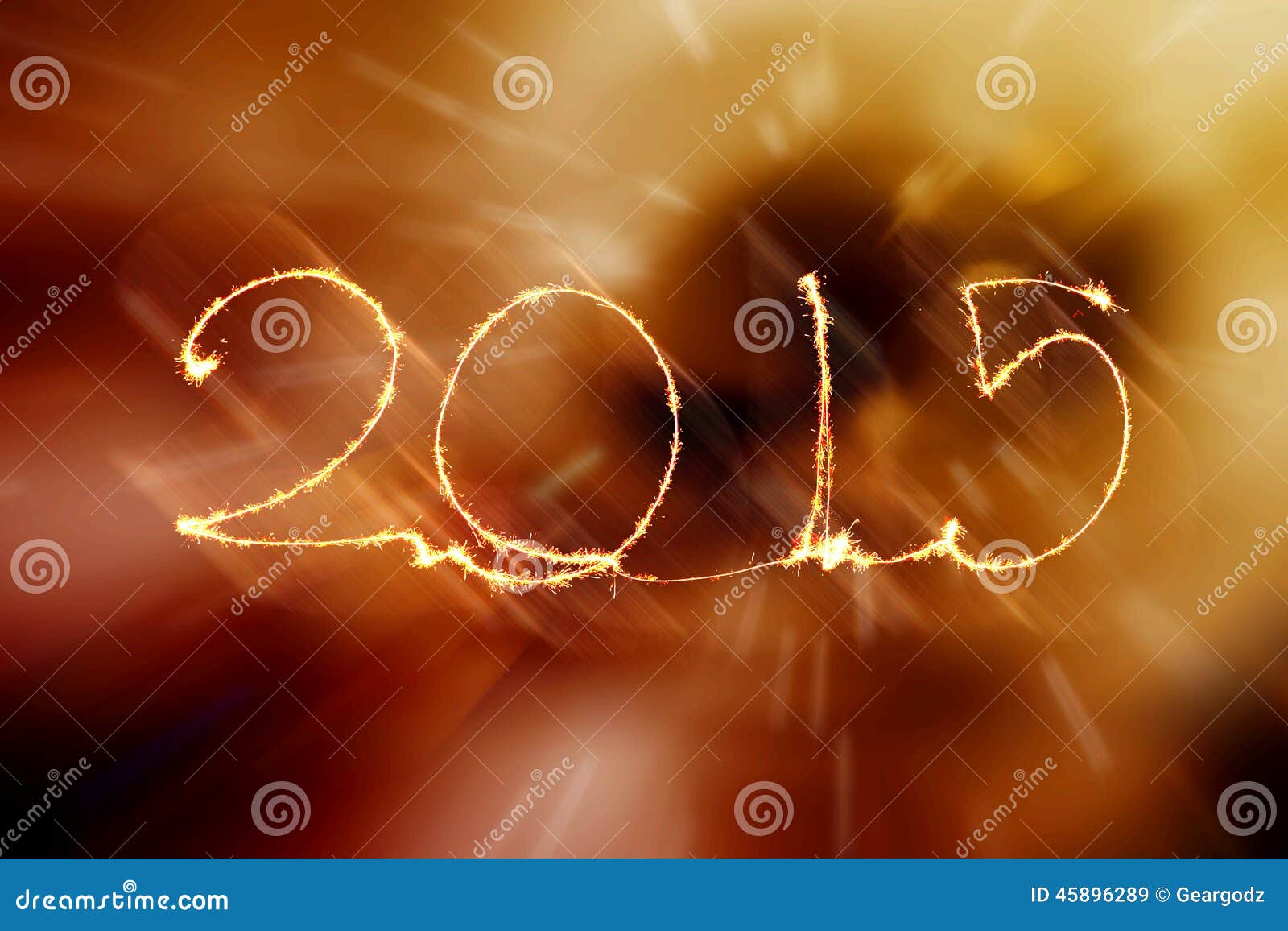 Happy New Year - 2015 Sparkler Stock Image - Image of motion, gold ...