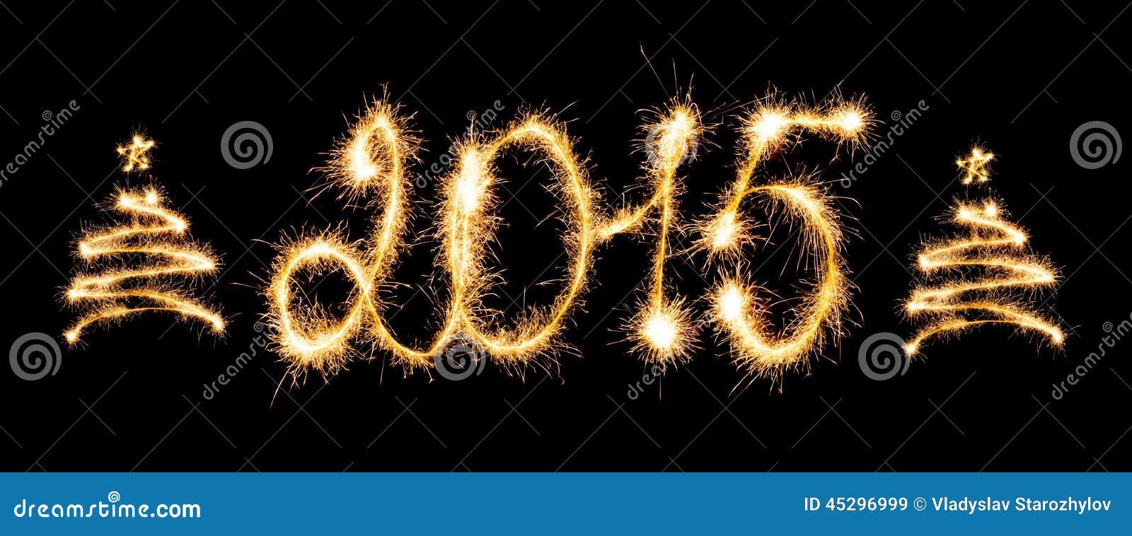 Happy New Year - 2015 with Sparklers Stock Image - Image of gold ...