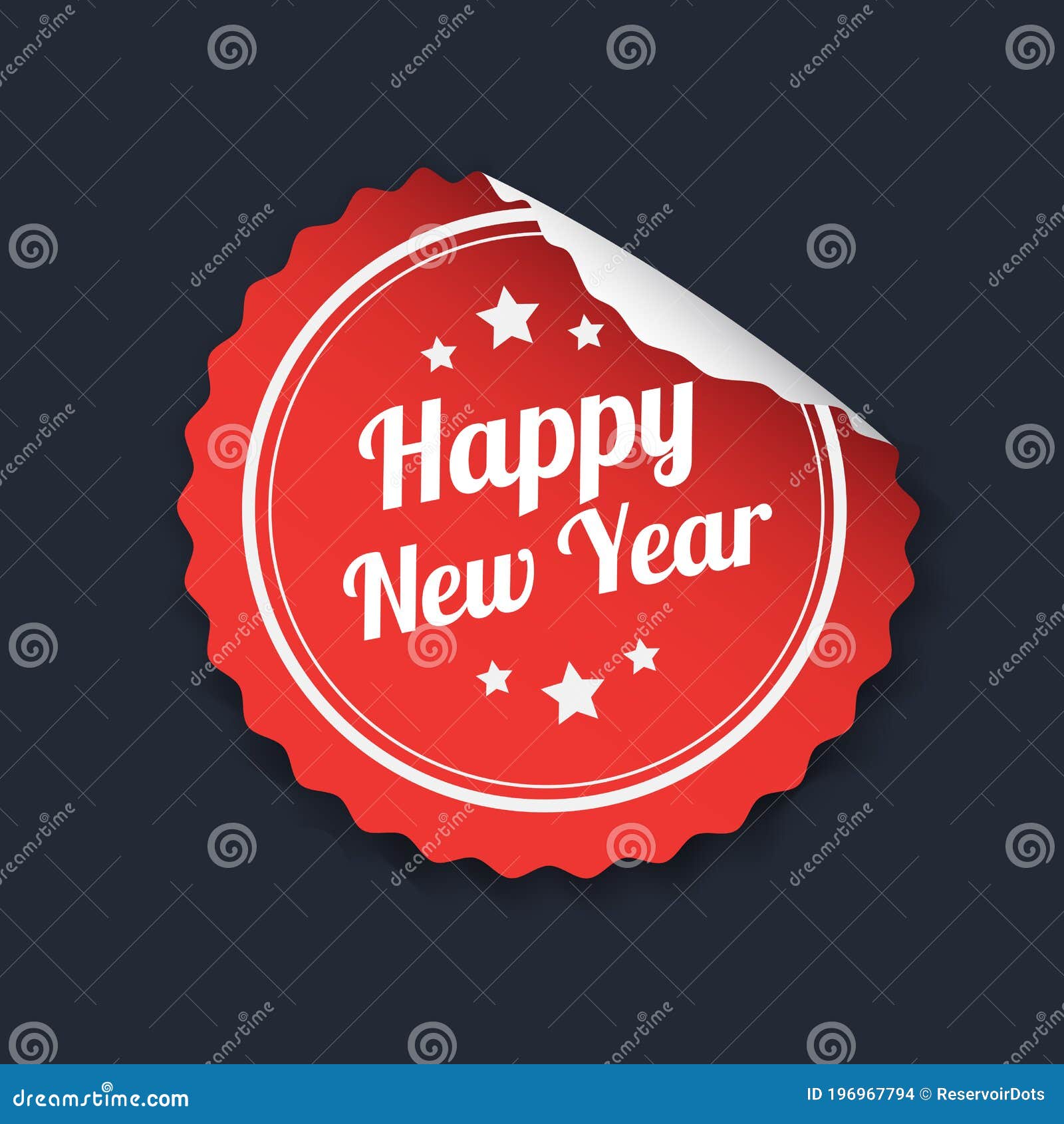Happy New Year Sticker stock vector. Illustration of burst - 196967794