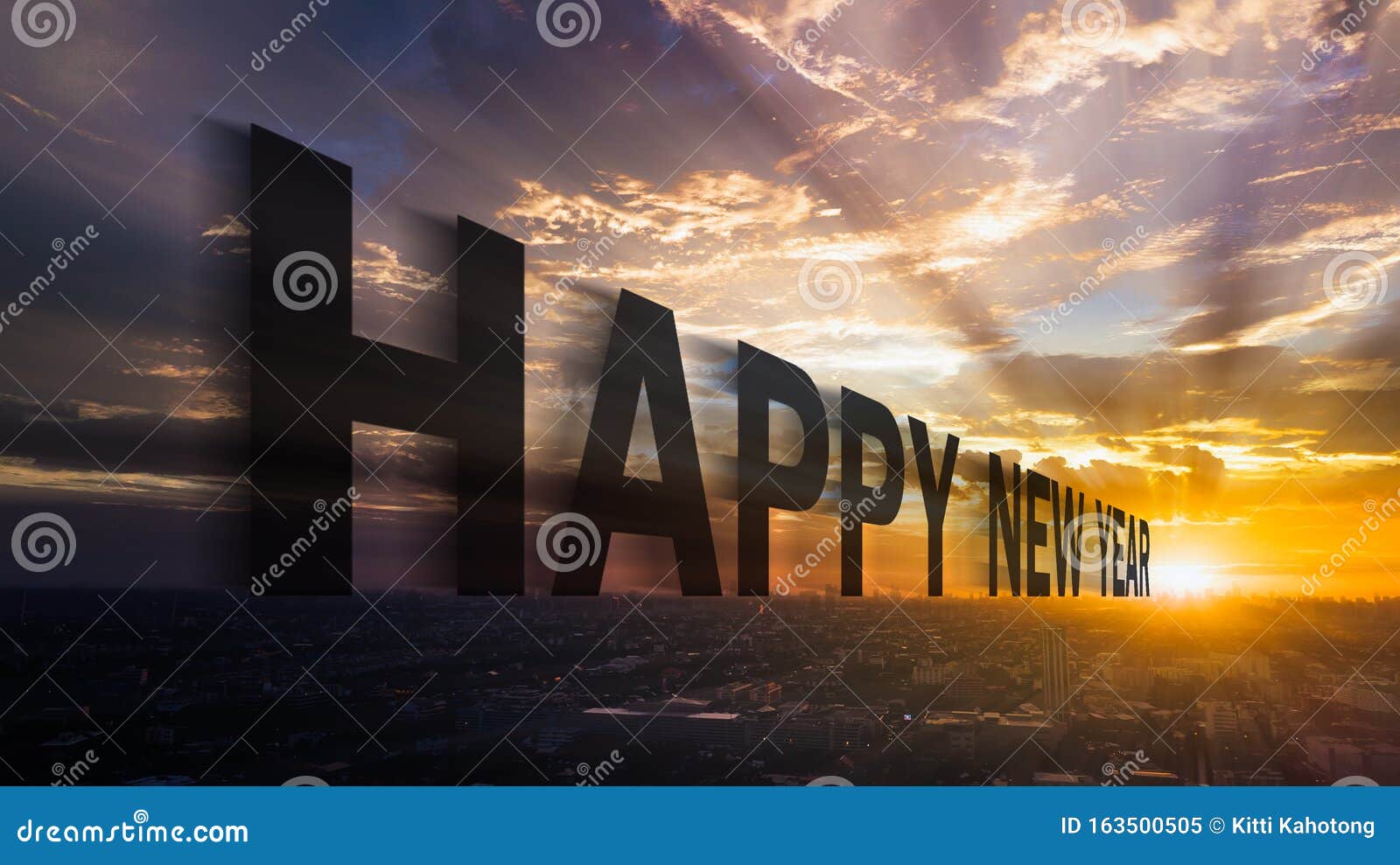 Happy New Year with Sunset in the Morning Stock Image - Image of event ...