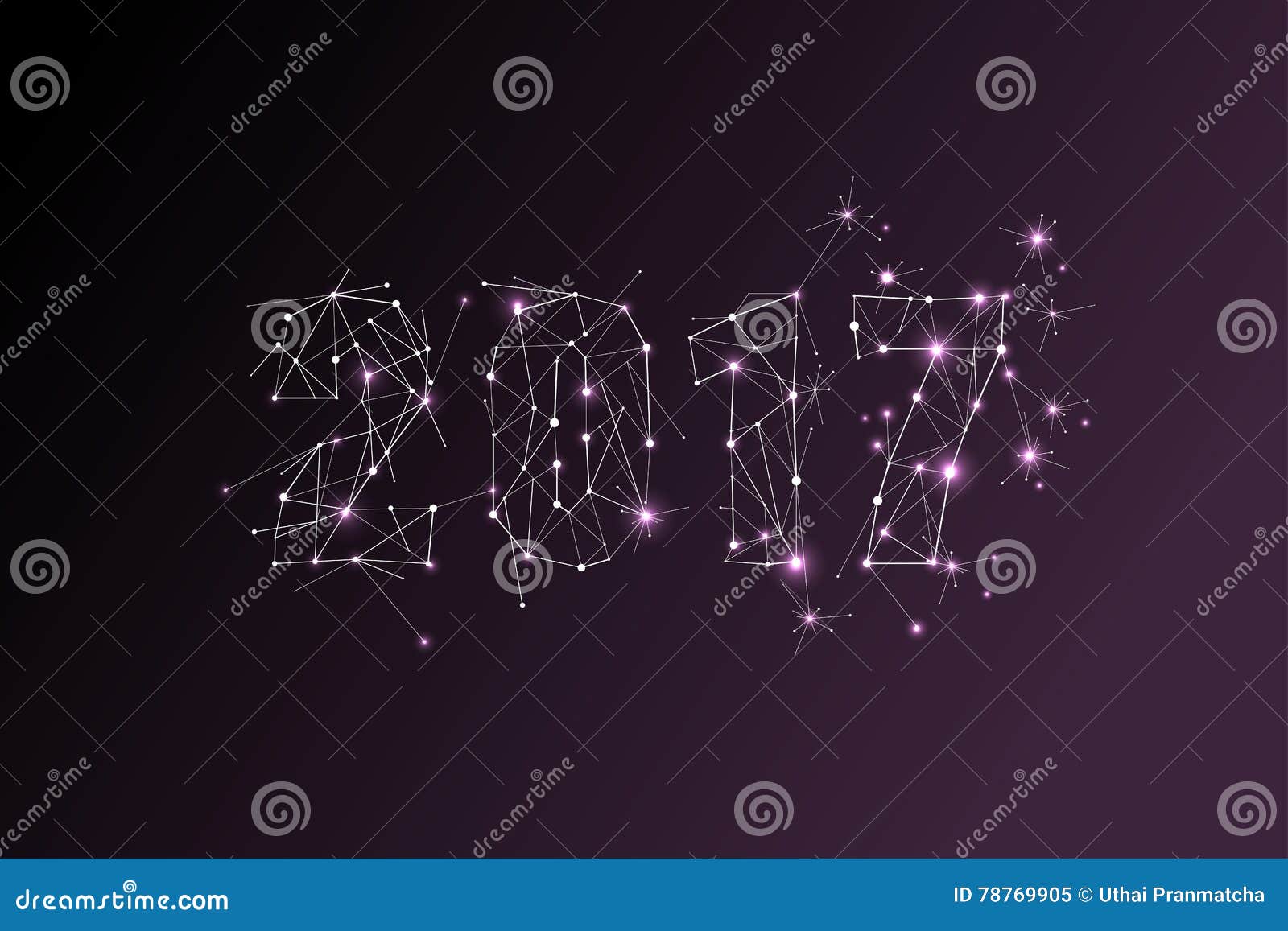 2017 Happy New Year Symbol. Dot Line Design Stock Vector - Illustration ...