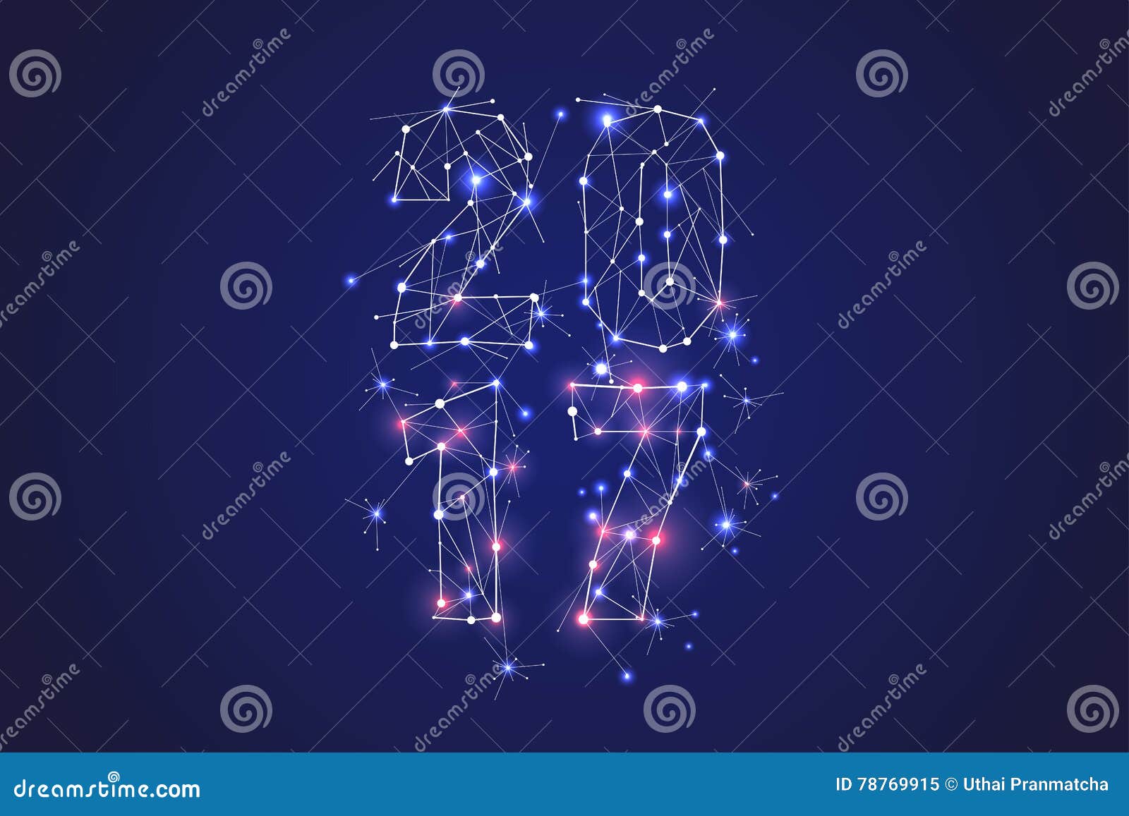 2017 Happy New Year Symbol. Dot Line Design Stock Vector - Illustration ...