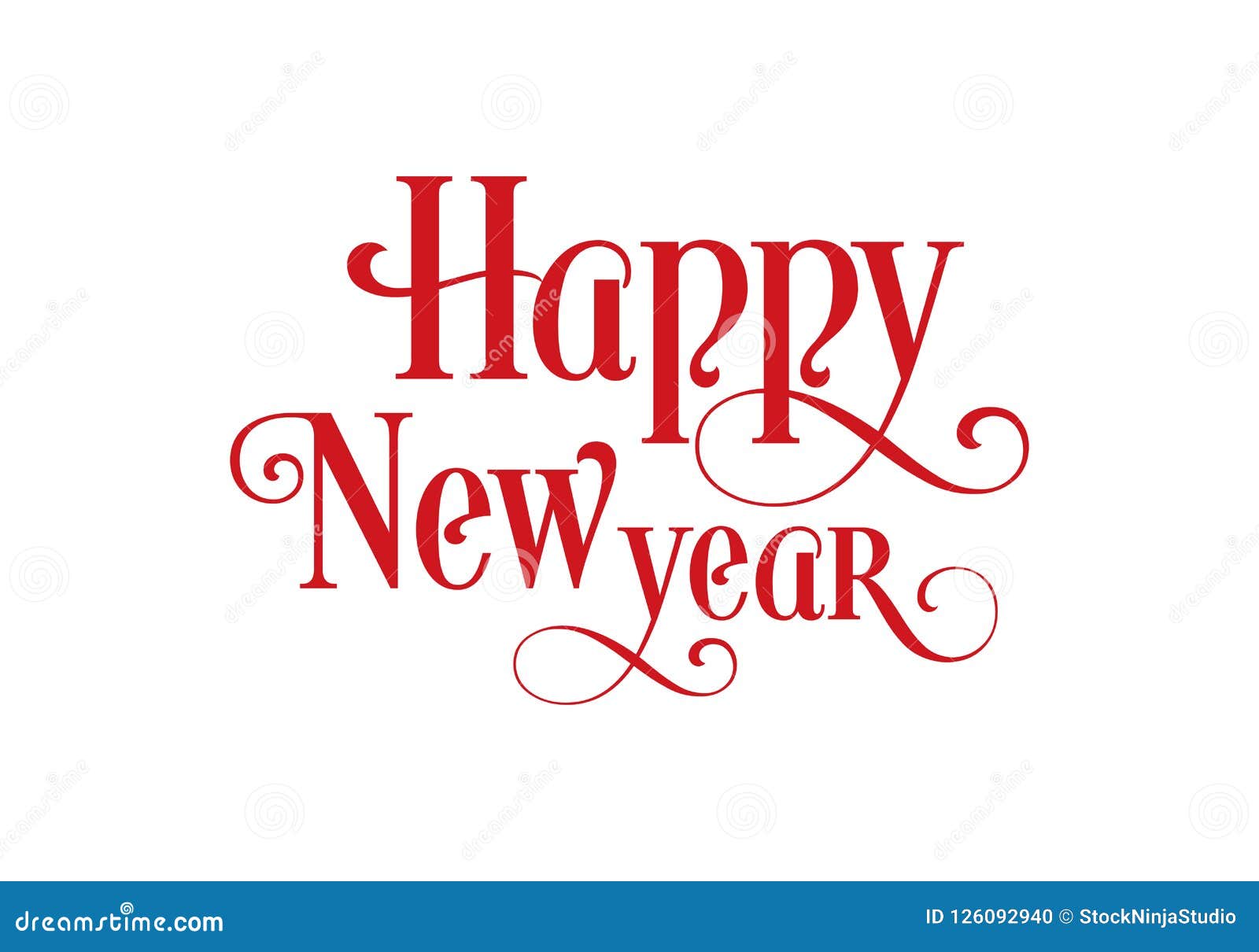 Happy New Year Text Design for Greeting Card. Handmade Vector ...