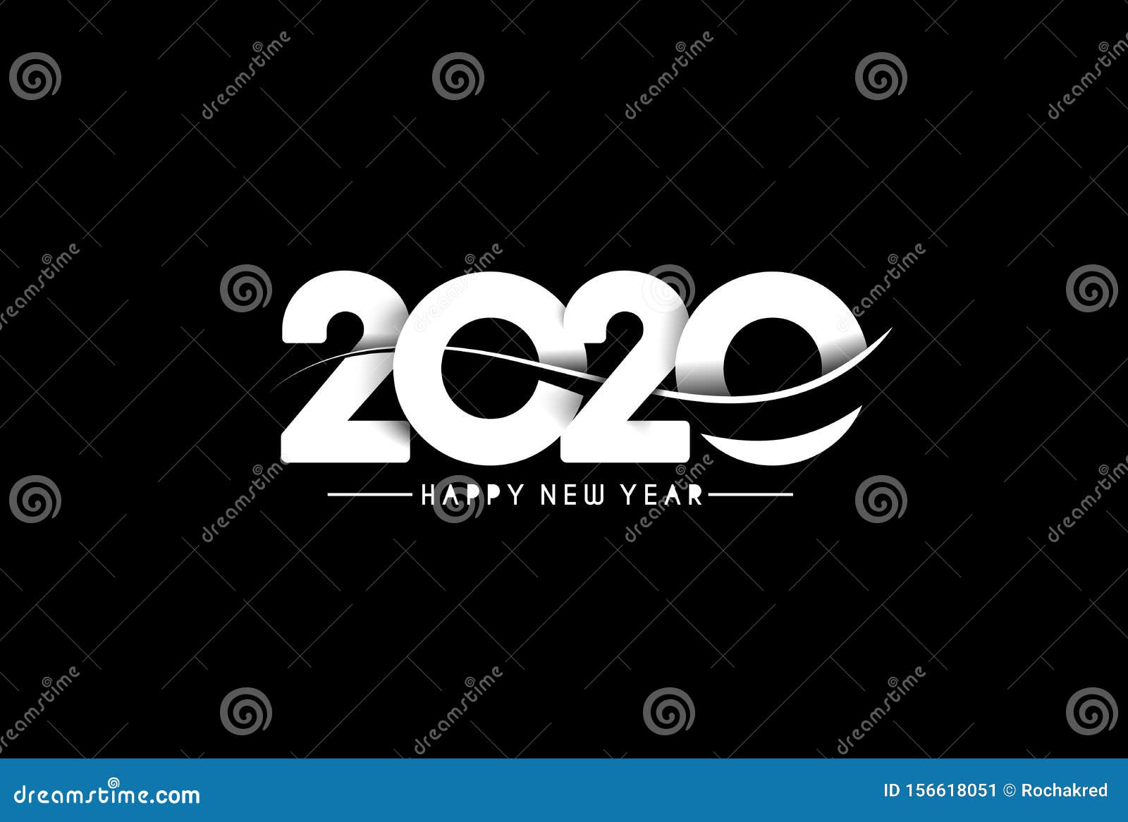 Happy New Year 2020 Text Design Patter Stock Vector - Illustration of ...