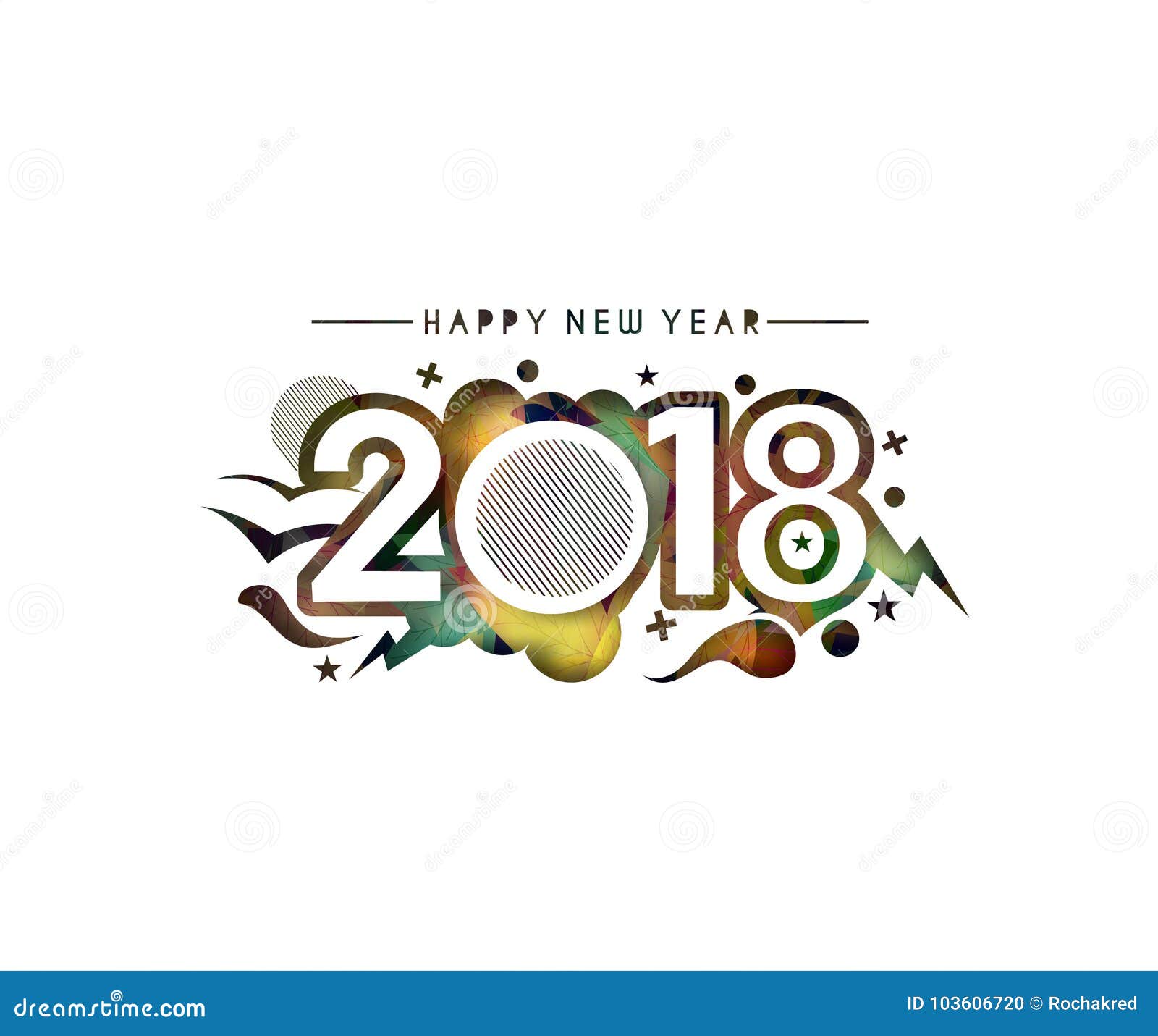 Happy New Year 2018 Text Design. Stock Vector - Illustration of modern ...