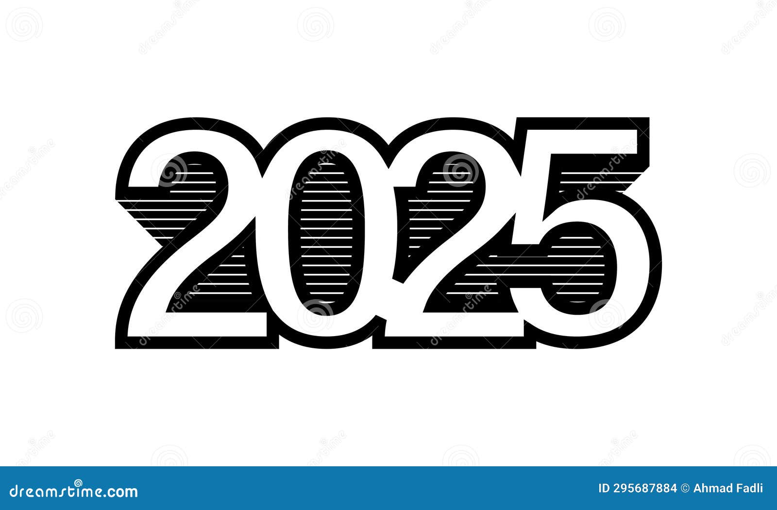 2025 Happy New Year Text Design Vector. Stock Vector - Illustration of ...