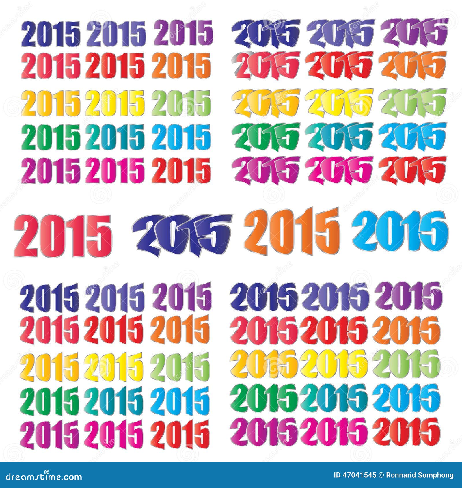 Happy New Year 2015 Text Designs - Vector 2015 Set Stock Vector ...