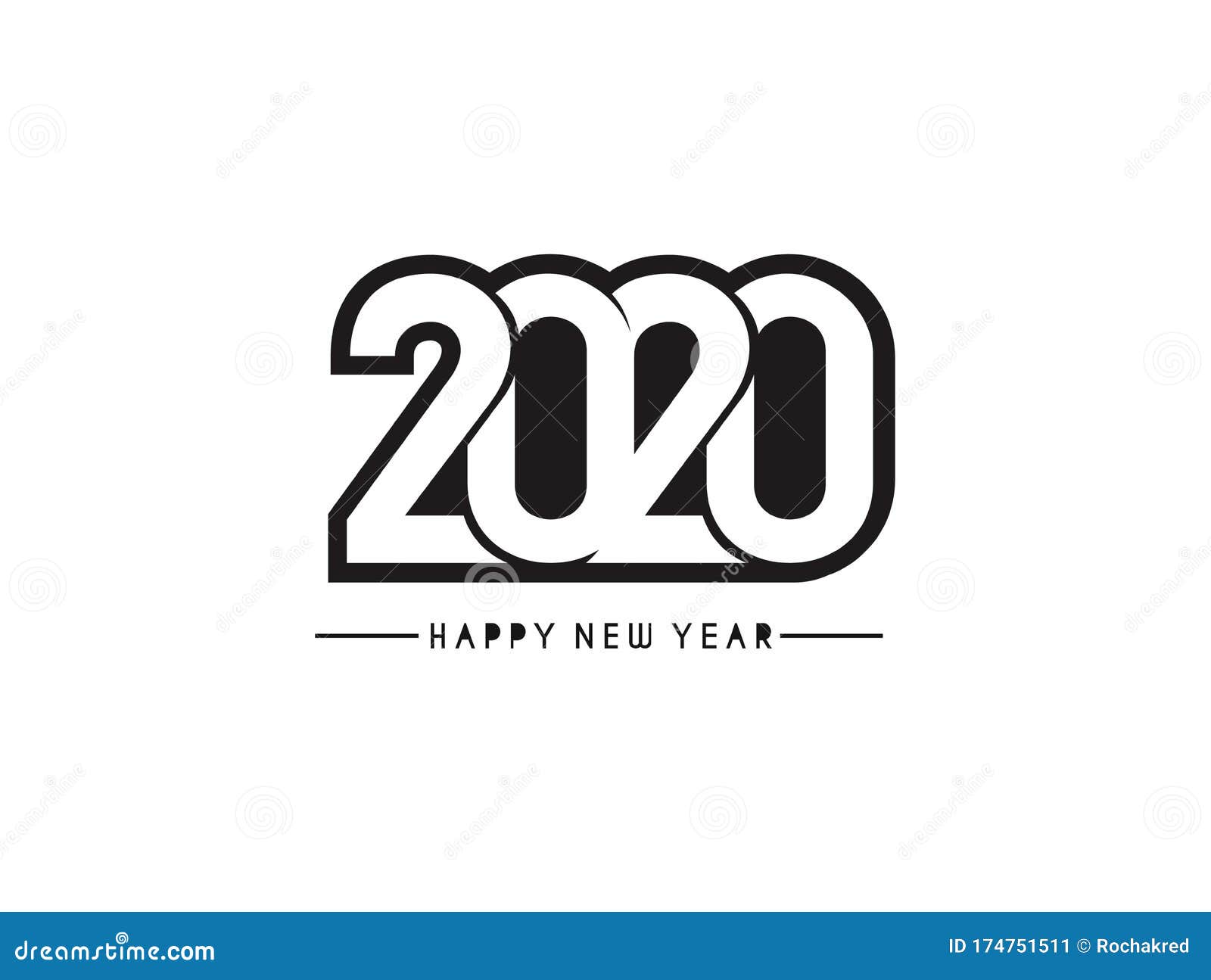 Happy New Year 2020 Text Typography Design Patter Stock Vector ...
