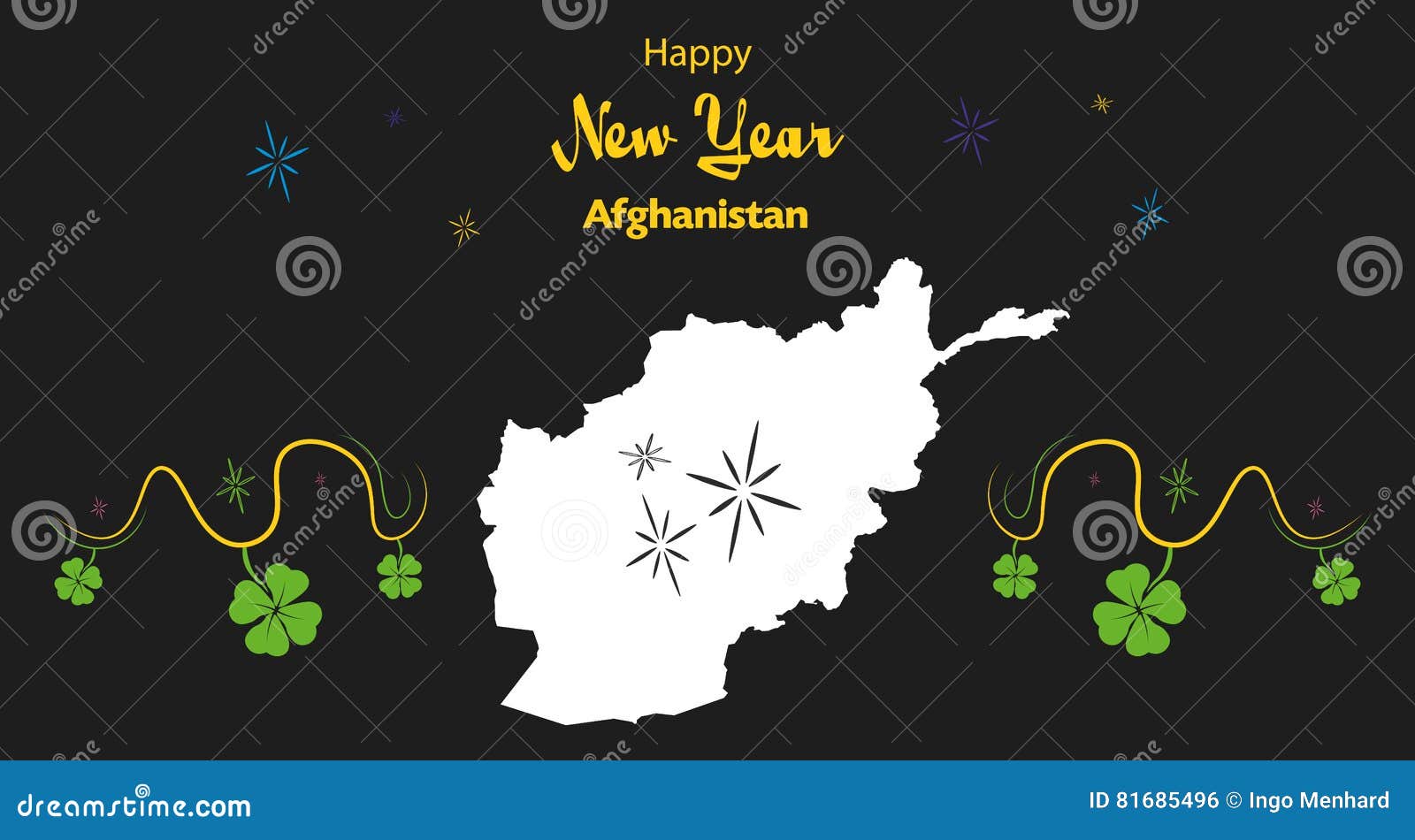 Happy New Year Theme with Map of Afghanistan Stock Illustration ...
