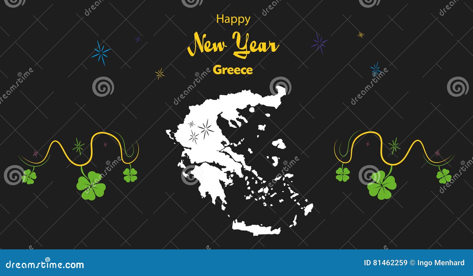 Happy New Year Theme with Map of Greece Stock Illustration ...