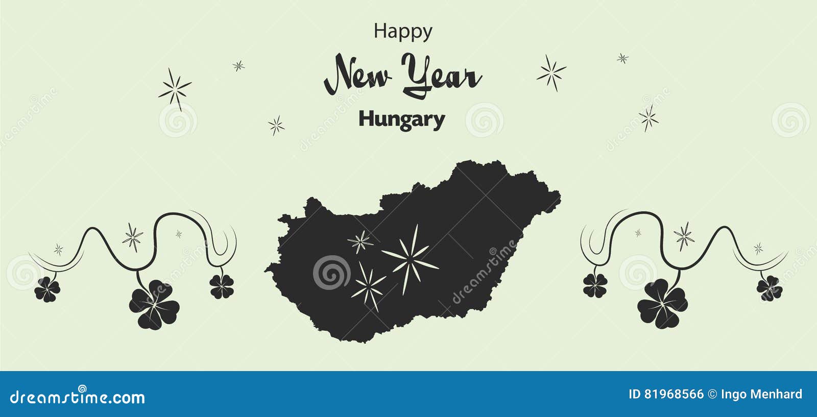 Happy New Year Theme with Map of Hungary Stock Illustration ...