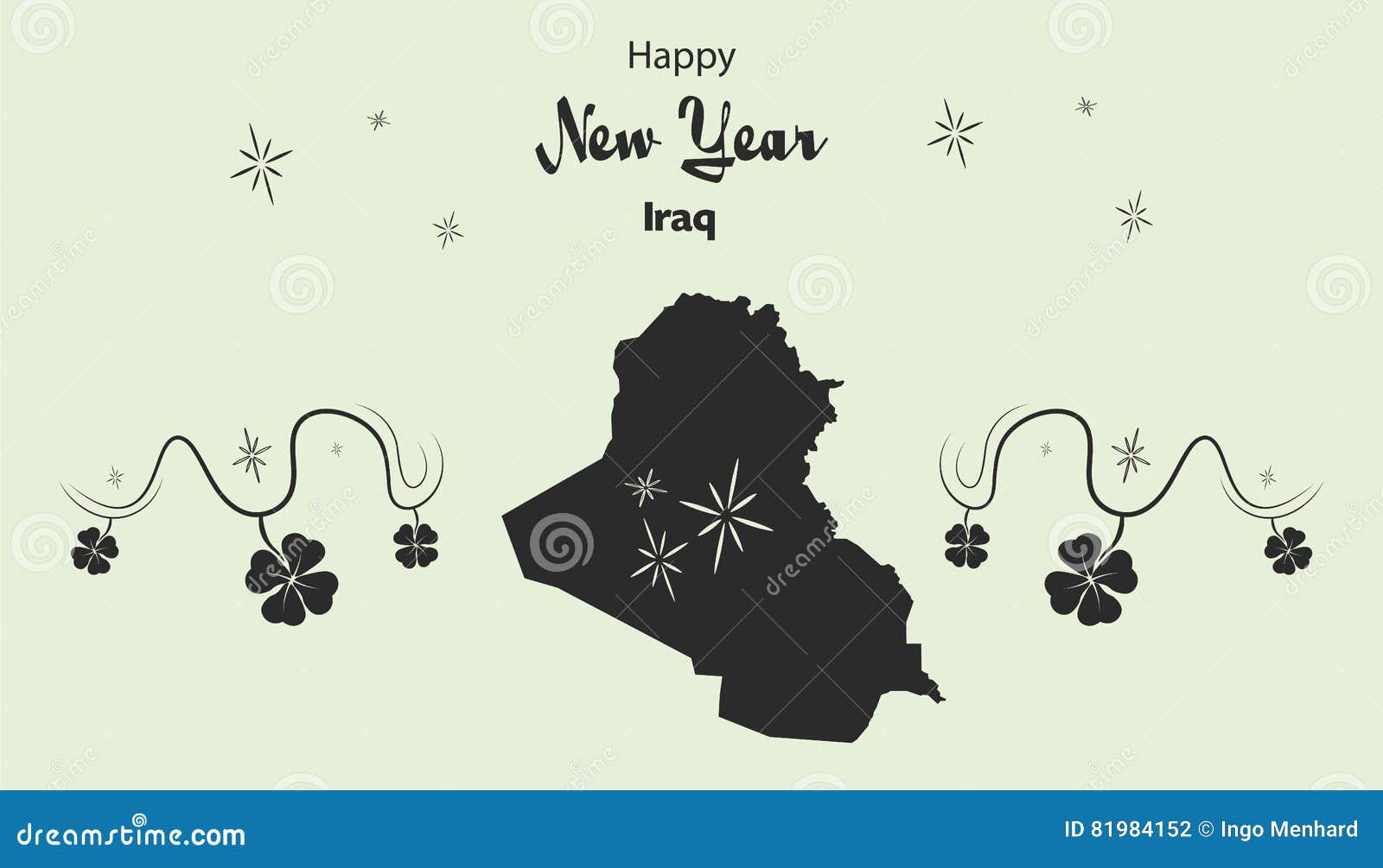Happy New Year Theme with Map of Iraq Stock Illustration - Illustration ...