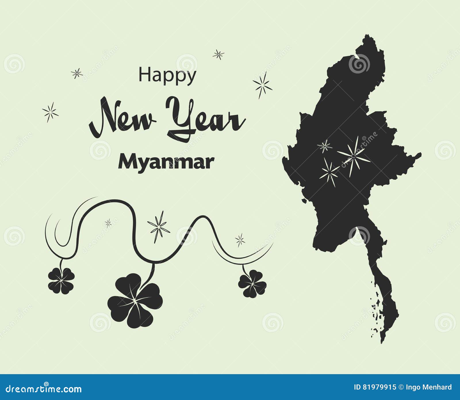 Happy New Year Theme with Map of Myanmar Stock Illustration ...