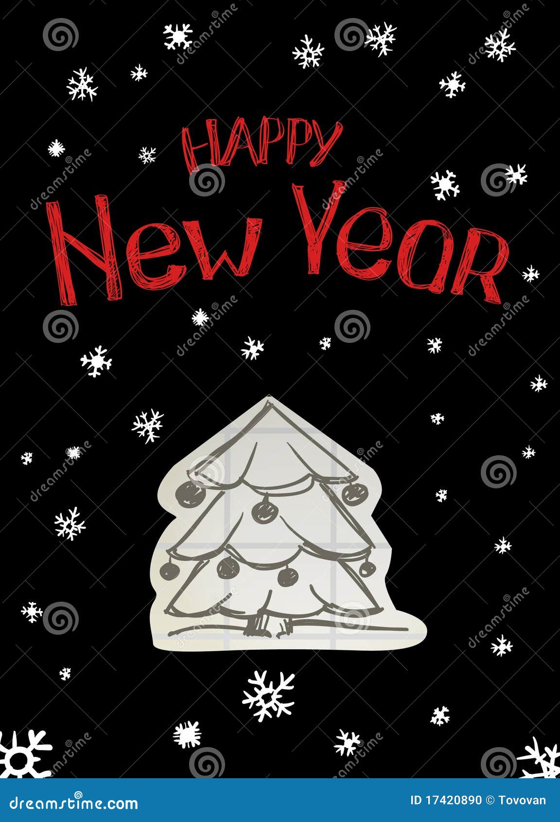 Happy new year tree stock vector. Illustration of sketch - 17420890