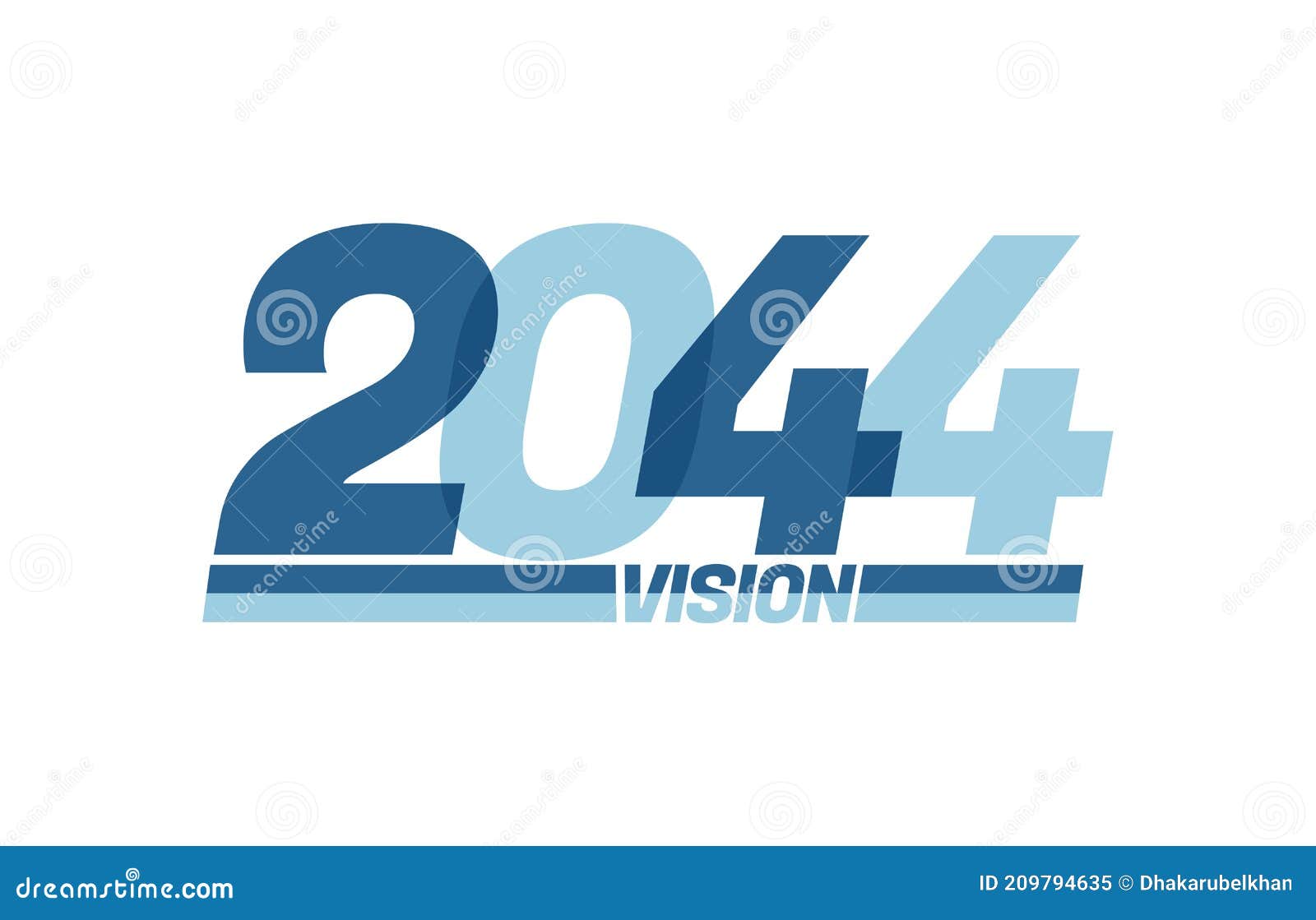 Happy New Year 2044. Typography Logo 2044 Vision, 2044 New Year Banner ...