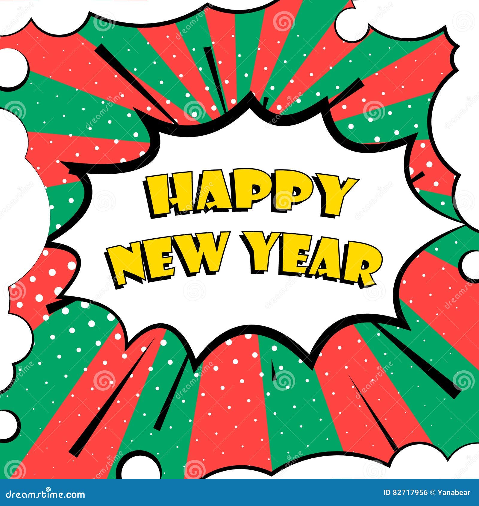 Happy New Year Vector Card. Comics Style Stock Vector - Illustration of ...