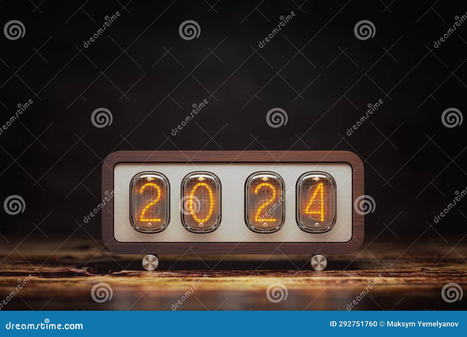 Happy New 2024 Year. Vintage Nixie Clock with 2024 Stock Illustration ...