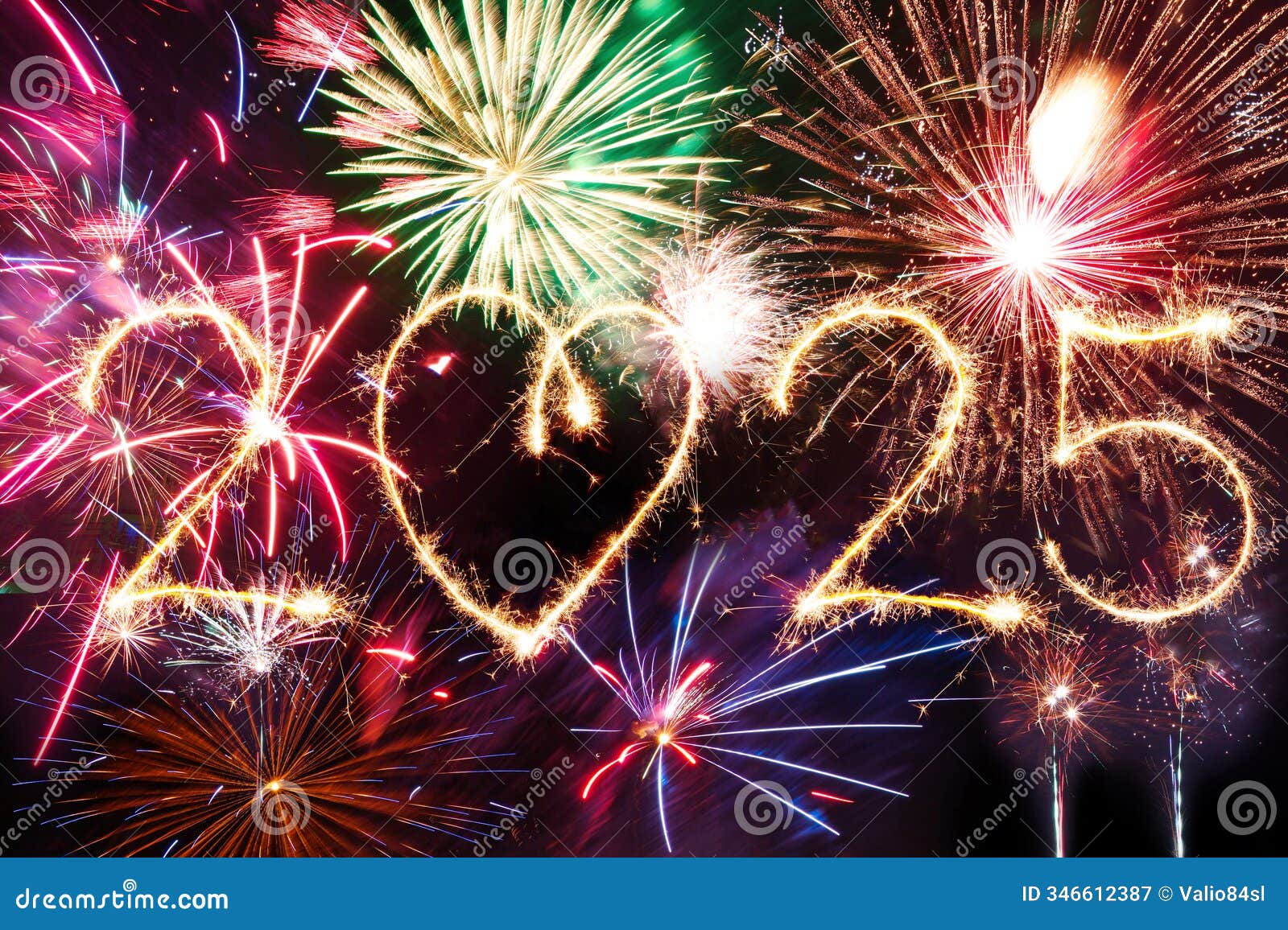 Sparkle Firework On Black Background, Happy New Year 2025 Concept ...