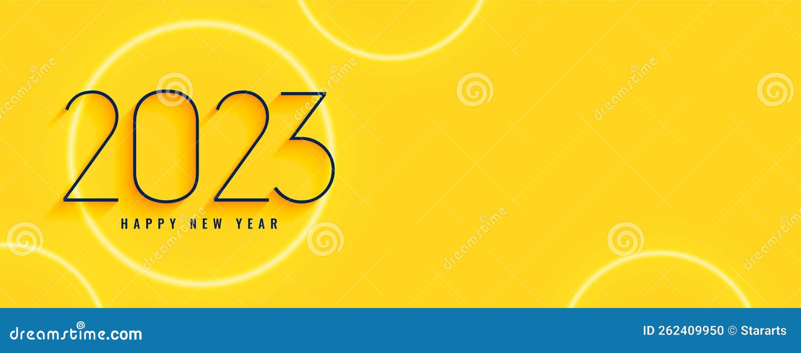 Happy New Year 2023 Yellow Banner in Minimal Style Stock Vector ...