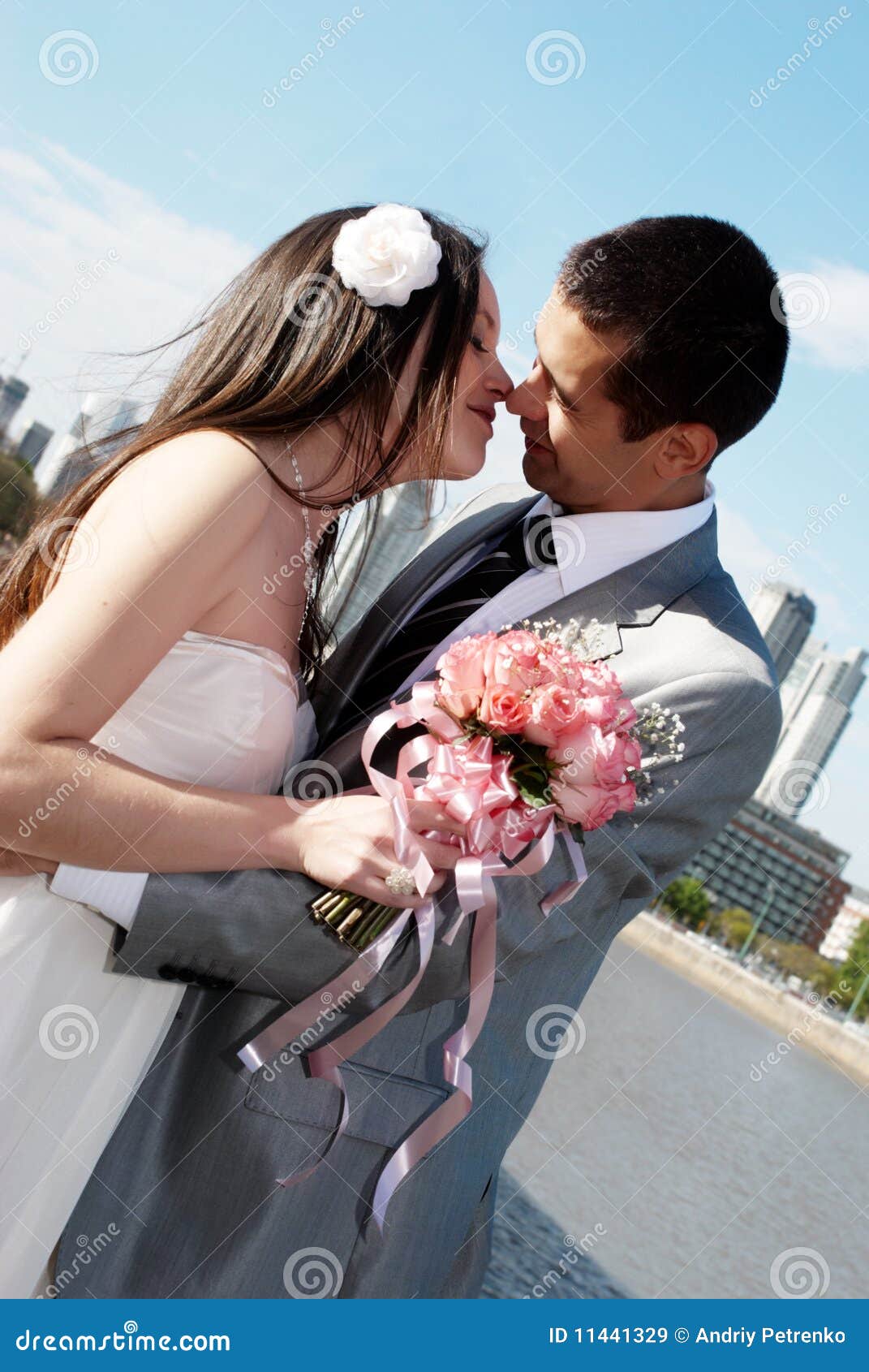 Happy newly-married couple stock image. Image of clothes - 11441329