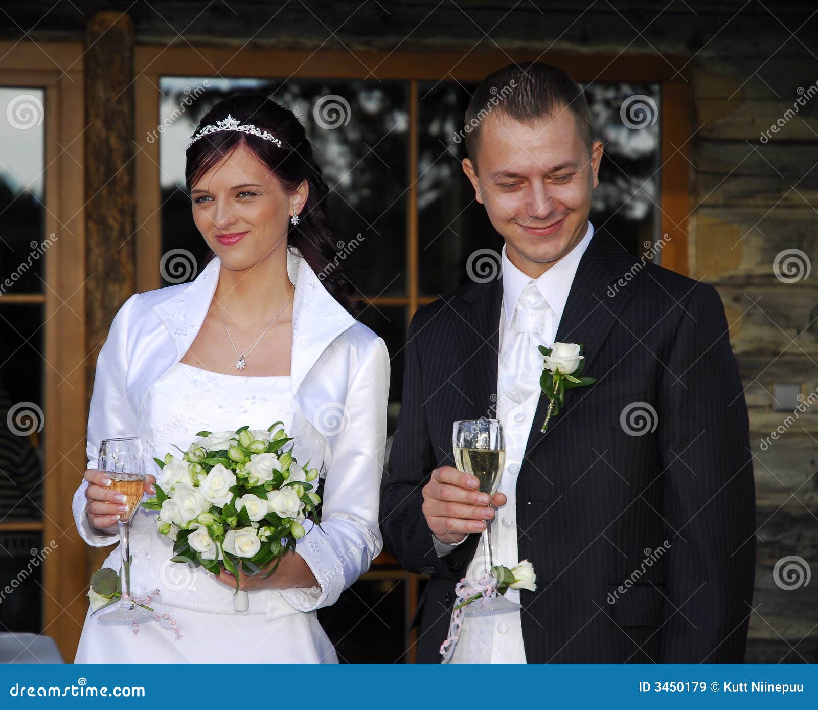 Happy newly wed couple stock image. Image of groom, drink - 3450179