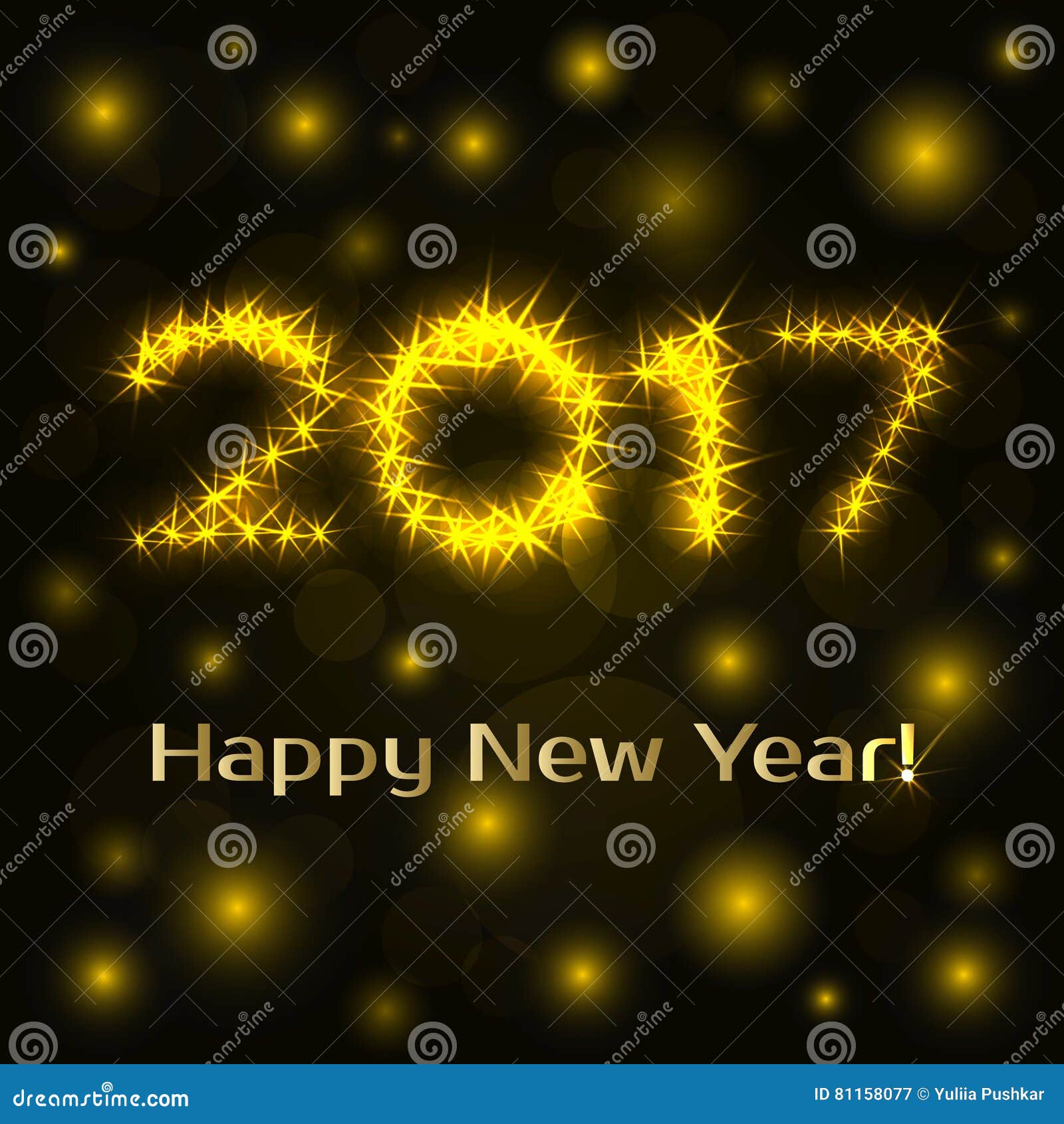 Happy Ney Year Greeting Card, Shine Numbers 2017 Stock Vector ...