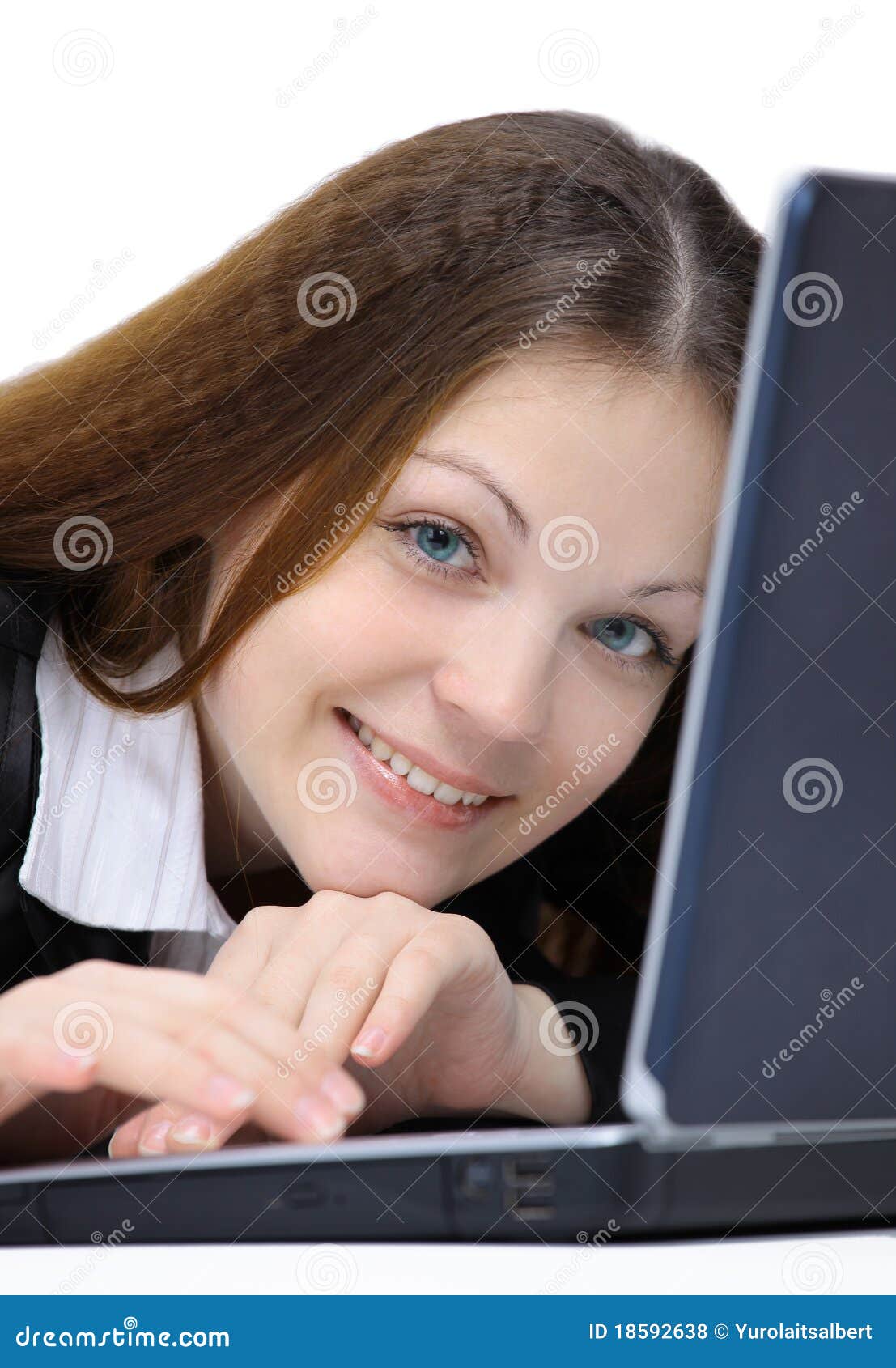 Happy nice woman with stock photo. Image of enjoyment - 18592638